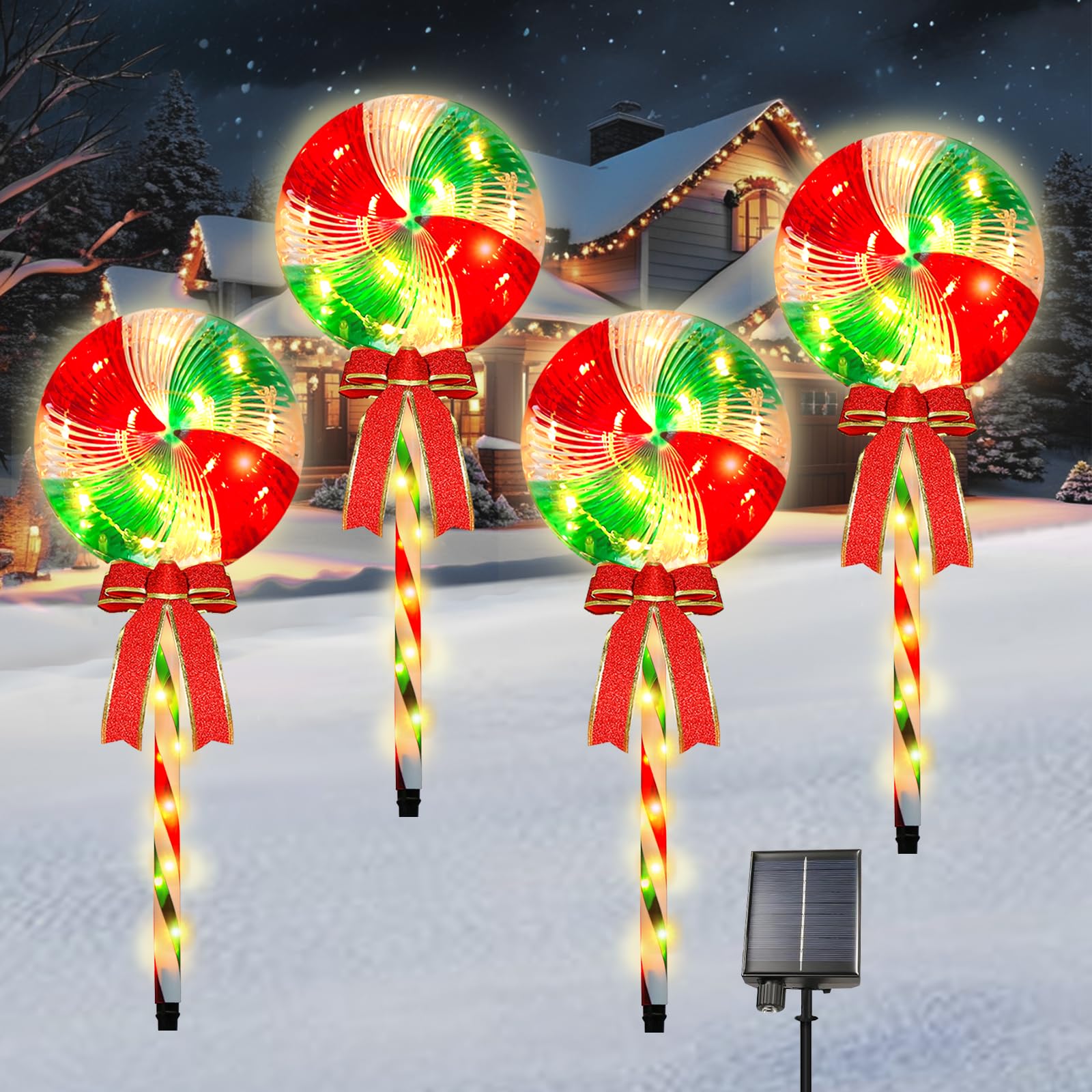 Lollipop Walkway Lights 4 Pack 27.5" Lollipop Peppermint Christmas