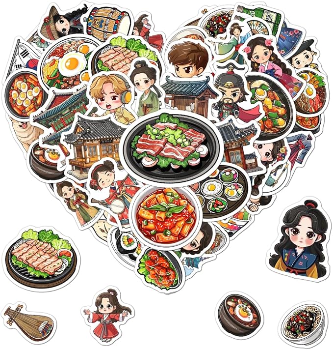 Amazon.com: Pack 50 Pcs Cute Korean Stickers for Water Bottles Funny ...