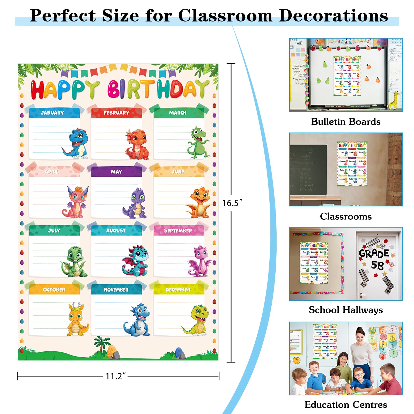 Calendar Classroom Birthday Calendar 2 Sheets Happy Birthday Chart For ...