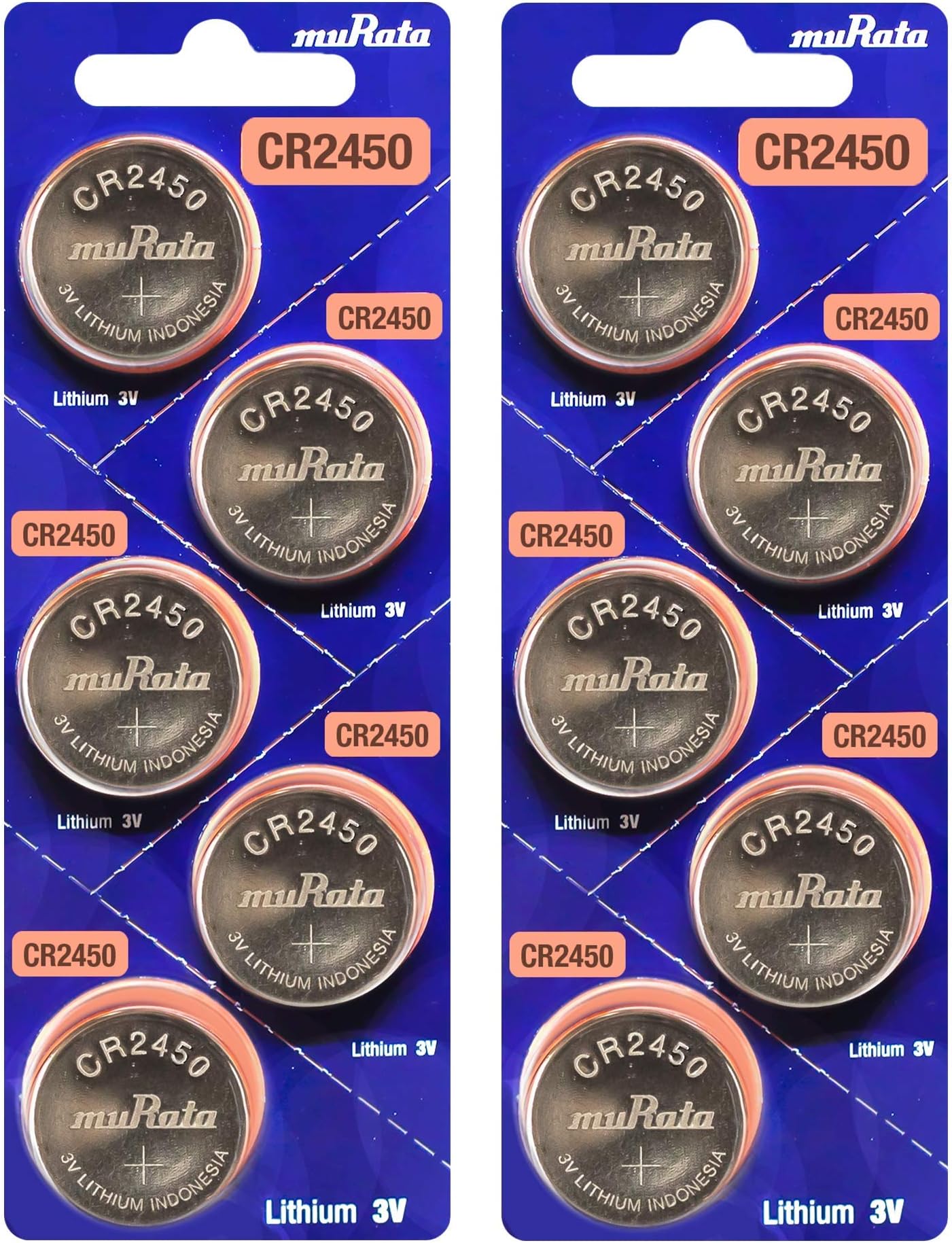 Amazon.com: Murata CR2450 Battery DL2450 ECR2450 3V Lithium Coin Cell ...