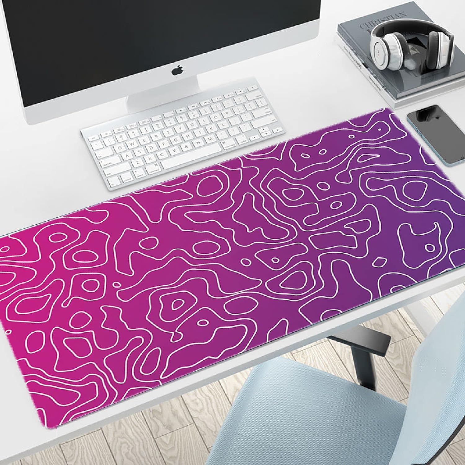 Amazon.com: Mouse Pads Purple Topographic Contour RGB LED Gaming ...