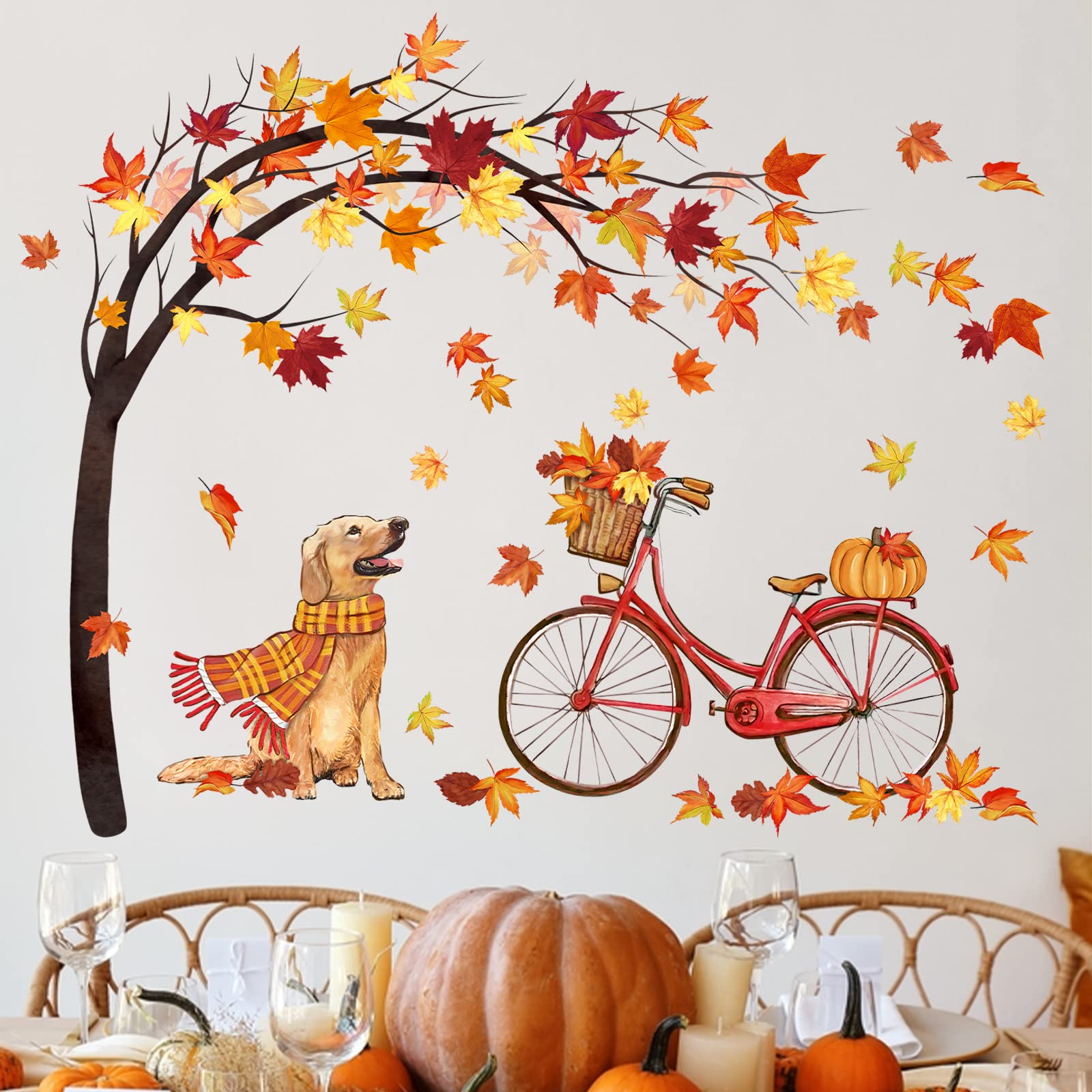 Amazon.com: Mfault Fall Maple Leaves Wall Decals Stickers, Autumn ...