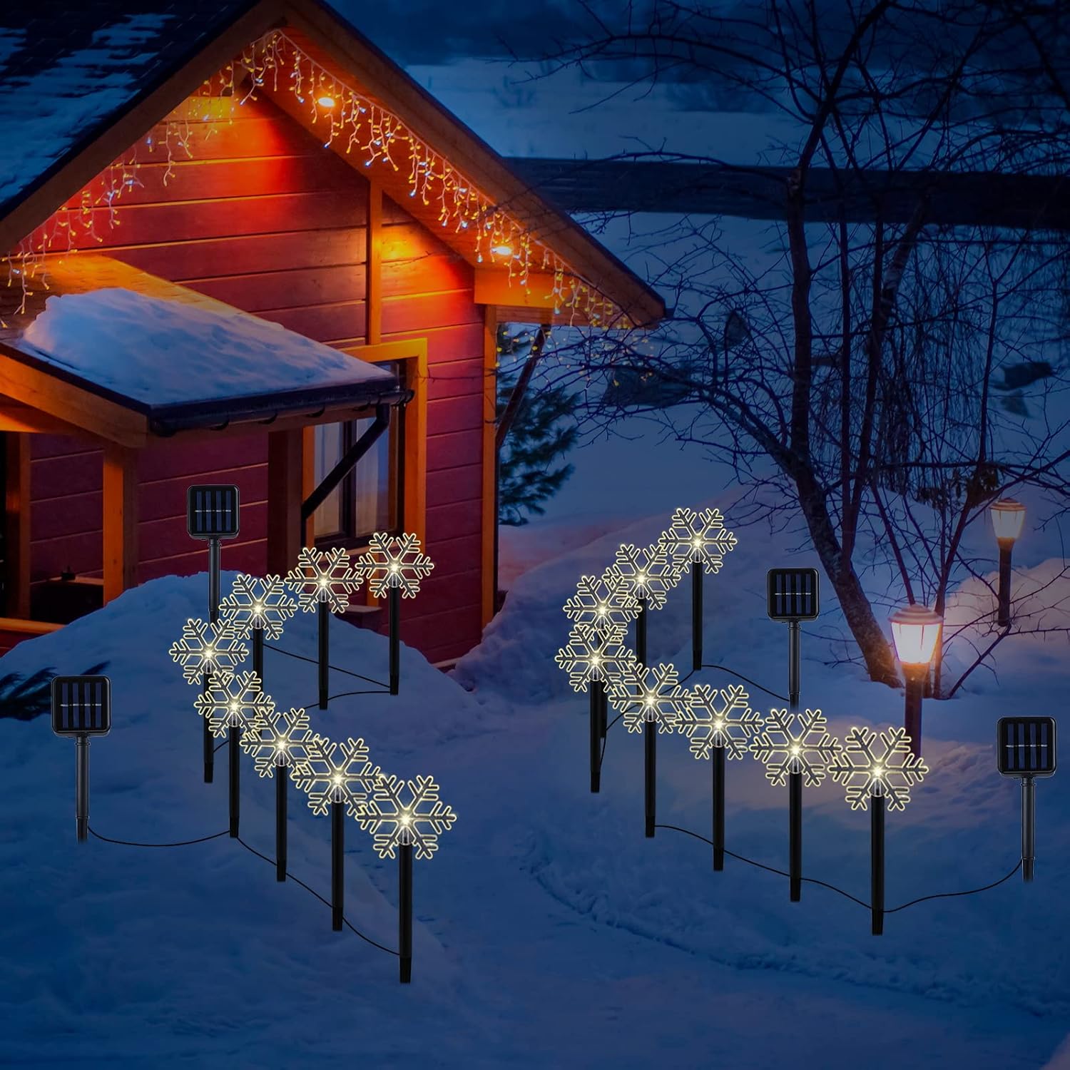 Amazon.com : Macarrie 30 Pcs Christmas Pathway Lights Outdoor Snowflake ...