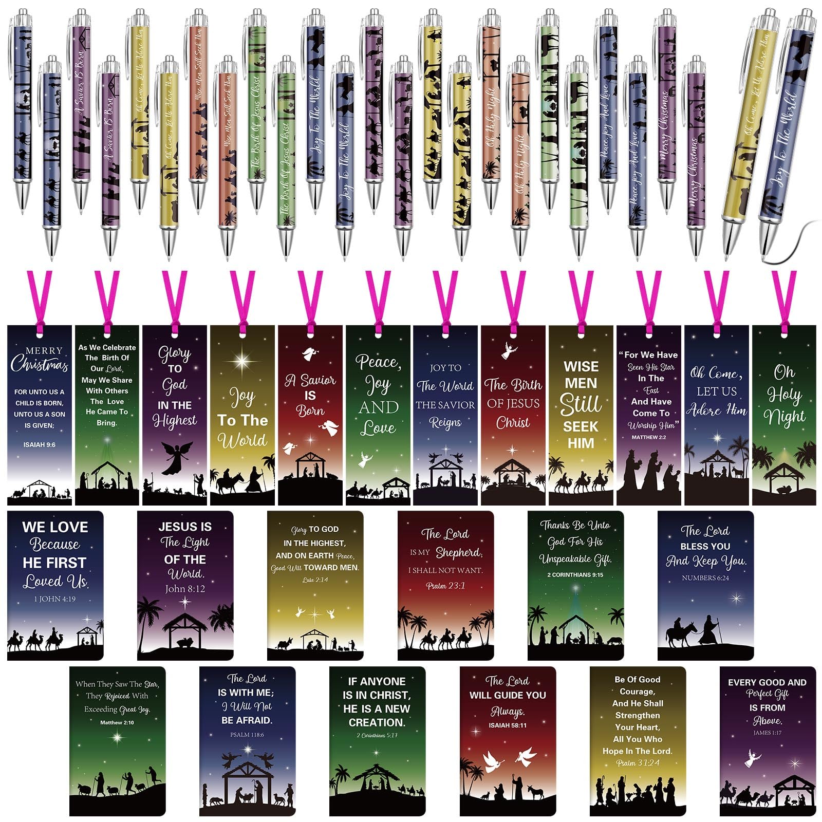 Amazon.com : 72 Pcs Christian Gifts Bulk Christmas Nativity Bookmark ...