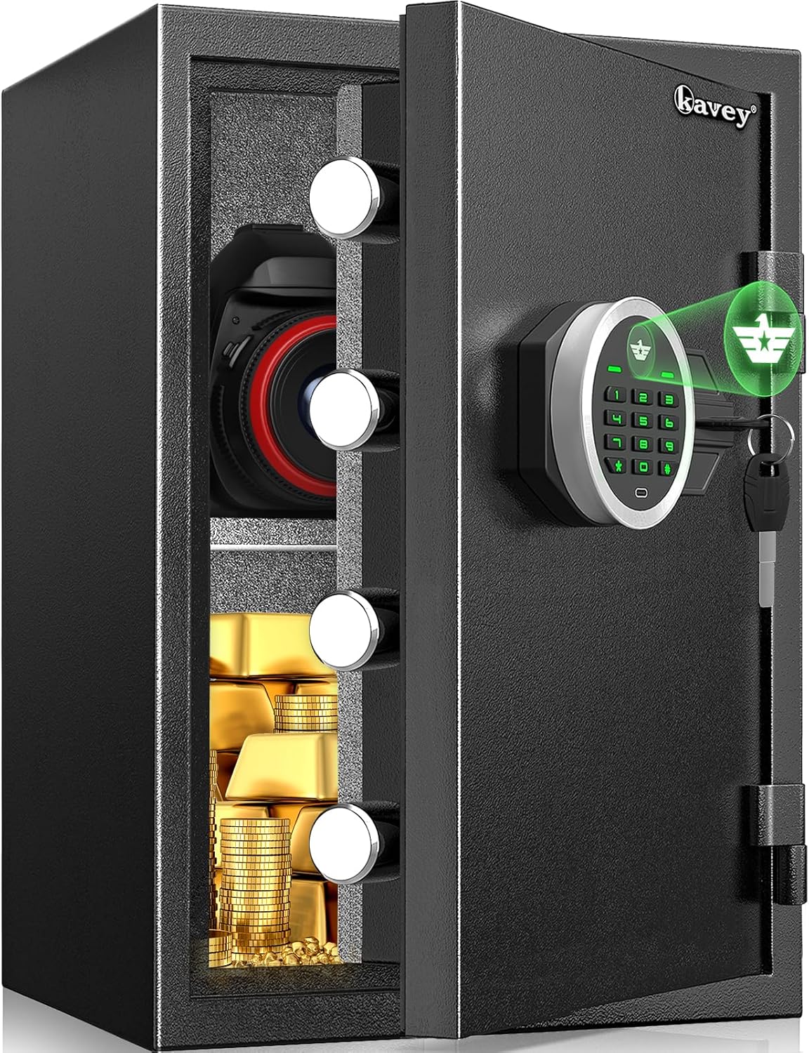 Kavey Fireproof Safe Box, 2.2 Cub Heavy Duty Fireproof Safe with ...