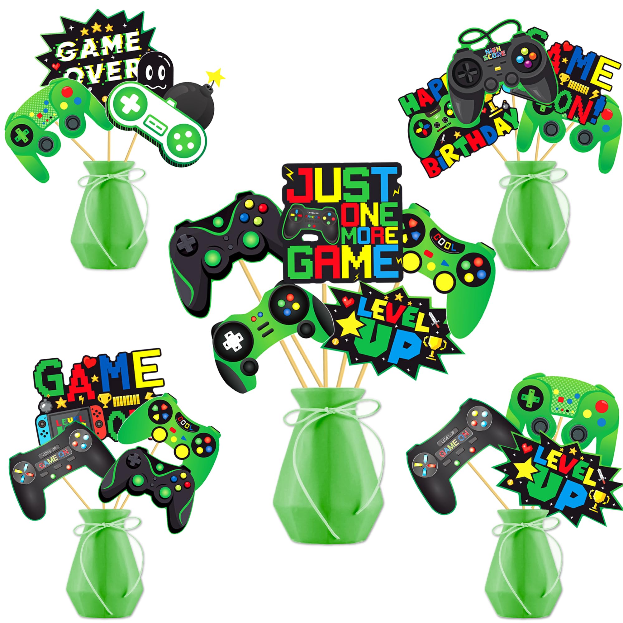 Xbox Party Centerpieces 36Pcs Game Party Cupcake Toppers Video Game