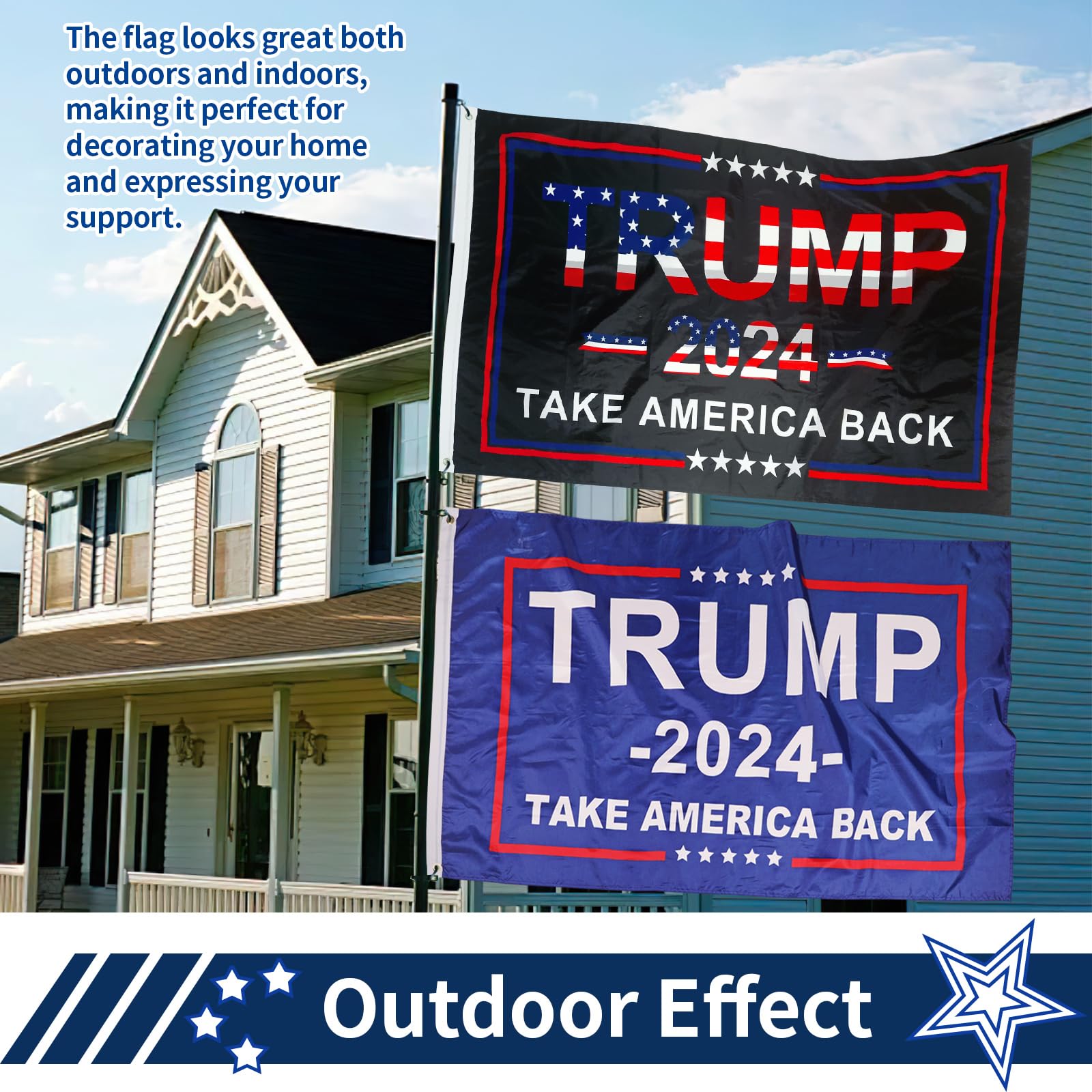 Snapklik Trump 2024 Flag 2 Pack Trump Flags 3x5 Outdoor Single