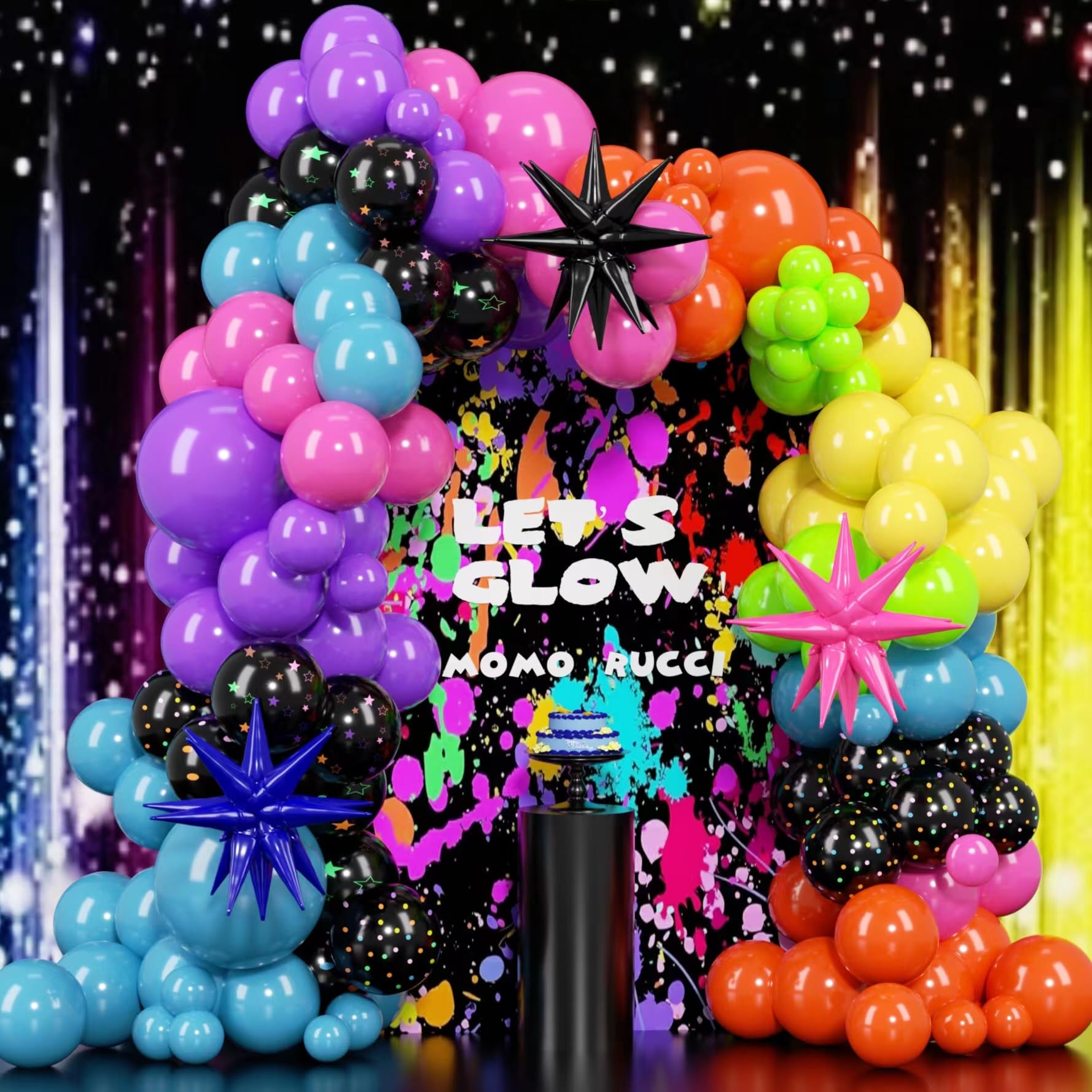 Amazon.com: MOMO RUCCI 175Pcs Neon Balloons Arch Garland Kit, Glow in ...