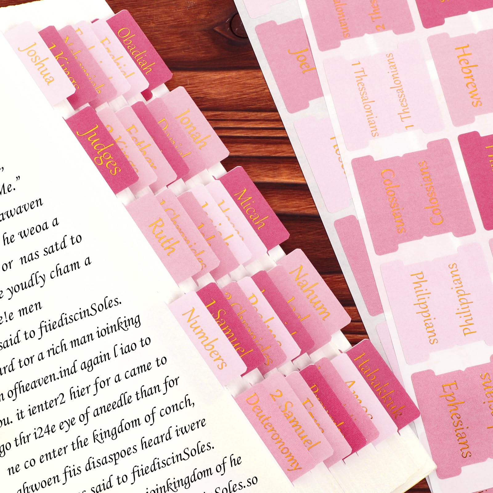 Snapklik.com : 96 Pieces Bible Tabs, Pink Bible Tabs For Women Gold ...