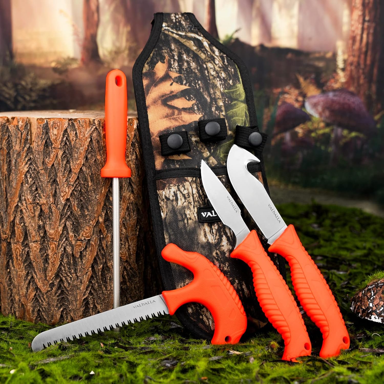 VALHALLA Hunting Knife Set, 4 Pieces Hunting Knives with Skinning Knife ...