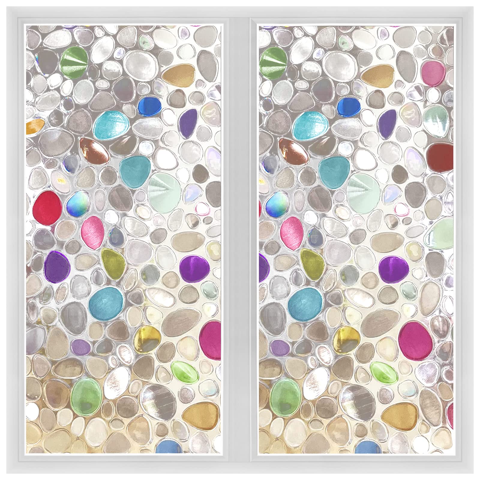 SUNBABY Stained Glass Window Privacy Film: Rainbow Window Film 3D ...