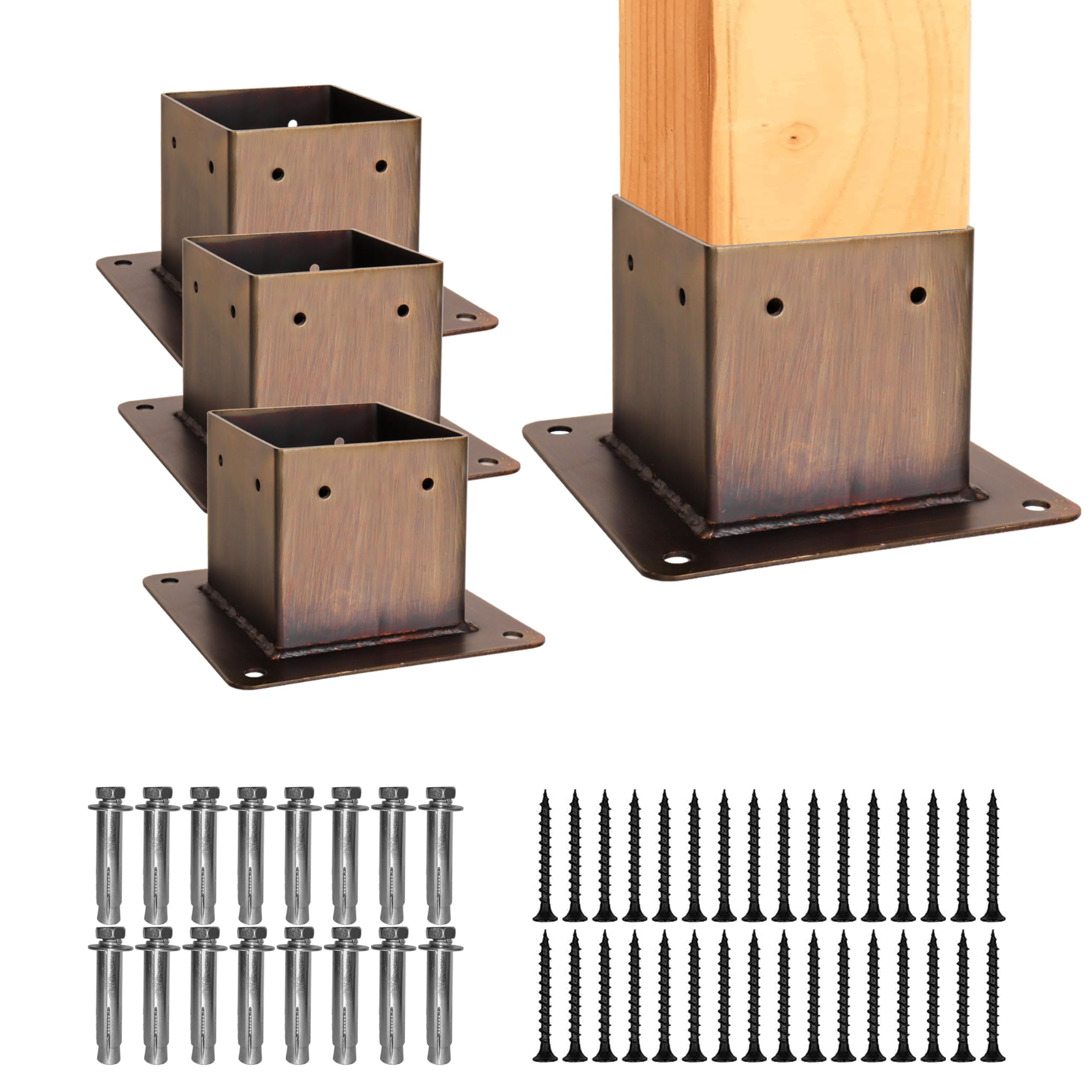 Snapklik.com : 4 PCS Metal 44 Post Base Post Base Brackets,Inner Size ...