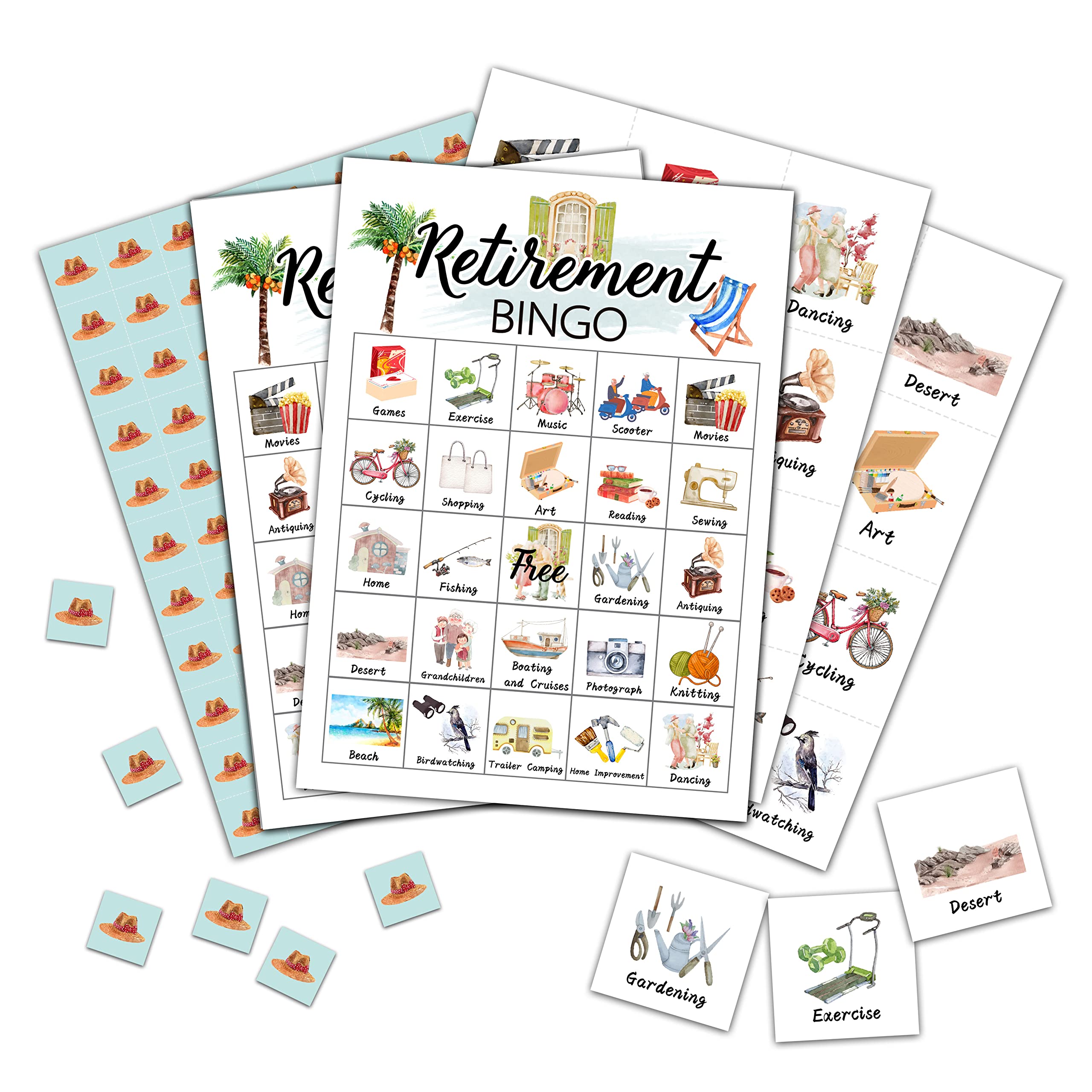 Amazon.com: Foosproea Retirement Bingo Cards, Retirement Game for 24 ...