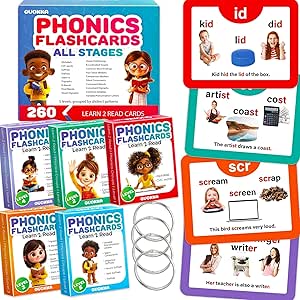 Amazon.com: QUOKKA Phonics Flash Cards for Kids Ages 4-8 – 20 Phonic Stages 260 Card Games for ...