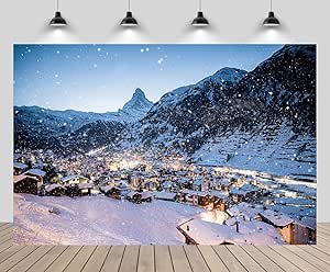 Amazon.com : CHNYWORK 7x5ft Switzerland Winter Backdrop Swiss Ski ...