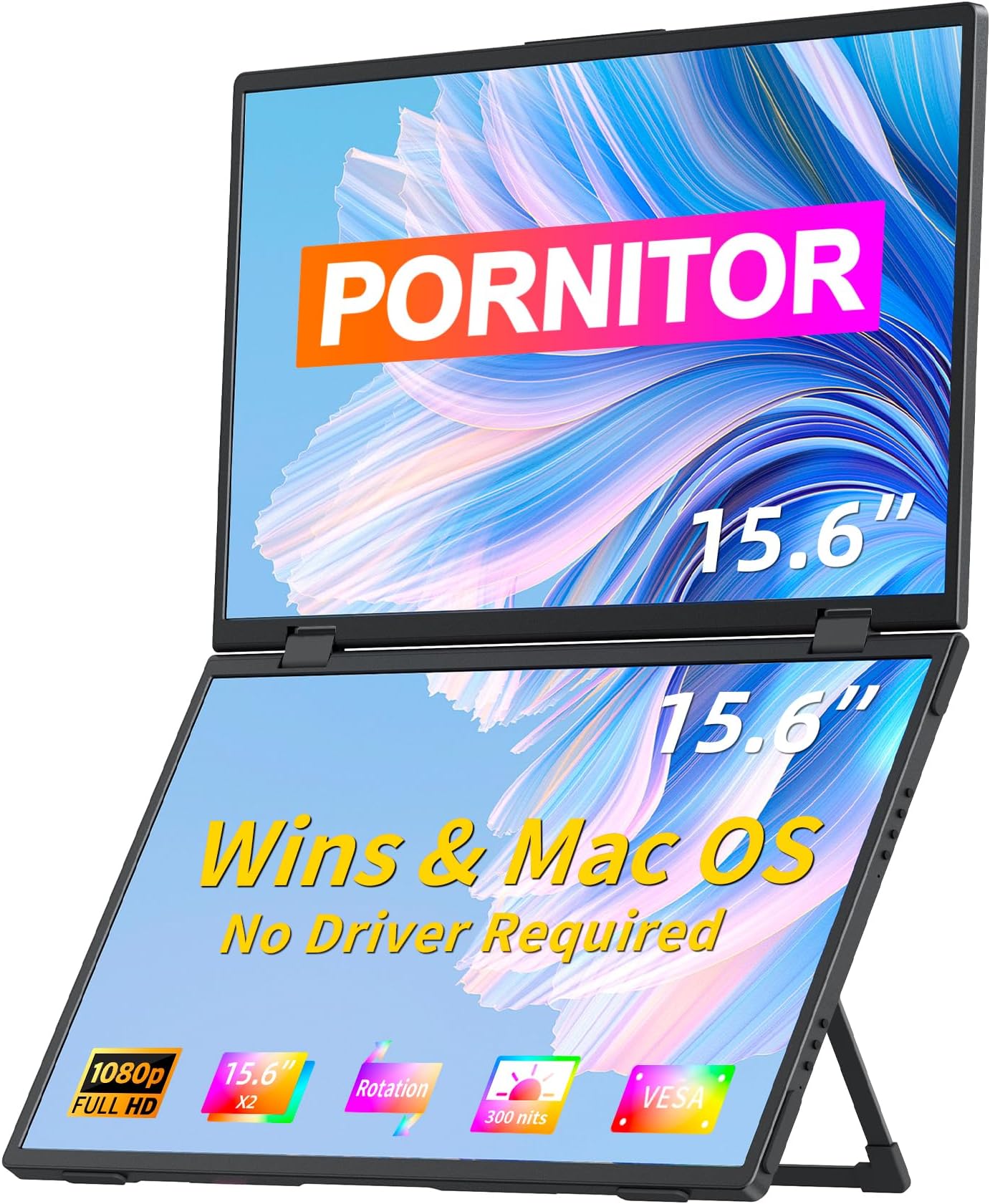 Amazon.com: Acer PD193Q 18.5” FHD 1080P Foldable Dual-Screen Portable ...