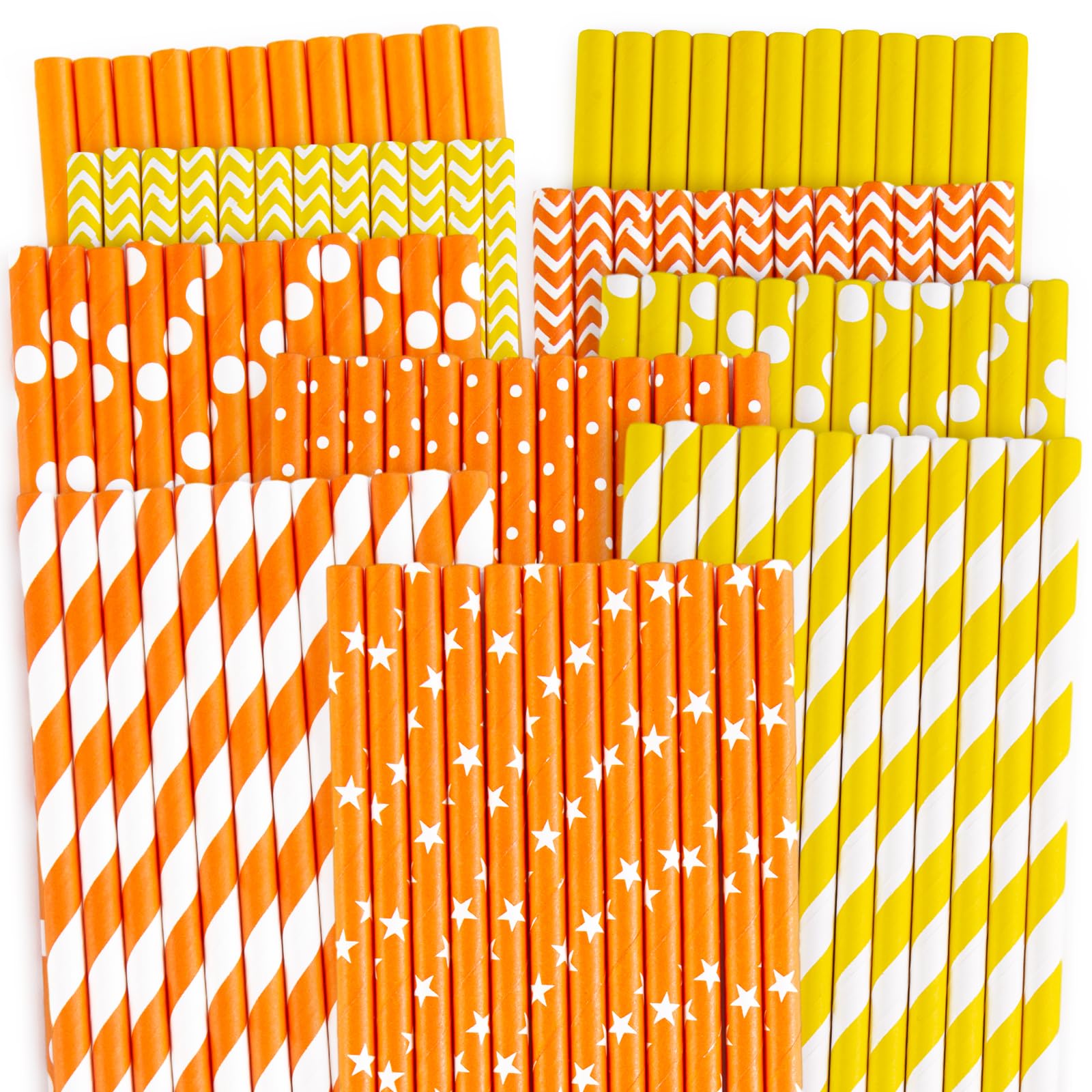 HAKSEN 120PCS Fall Drinking Paper Straws, Thanksgiving Straws Orange ...