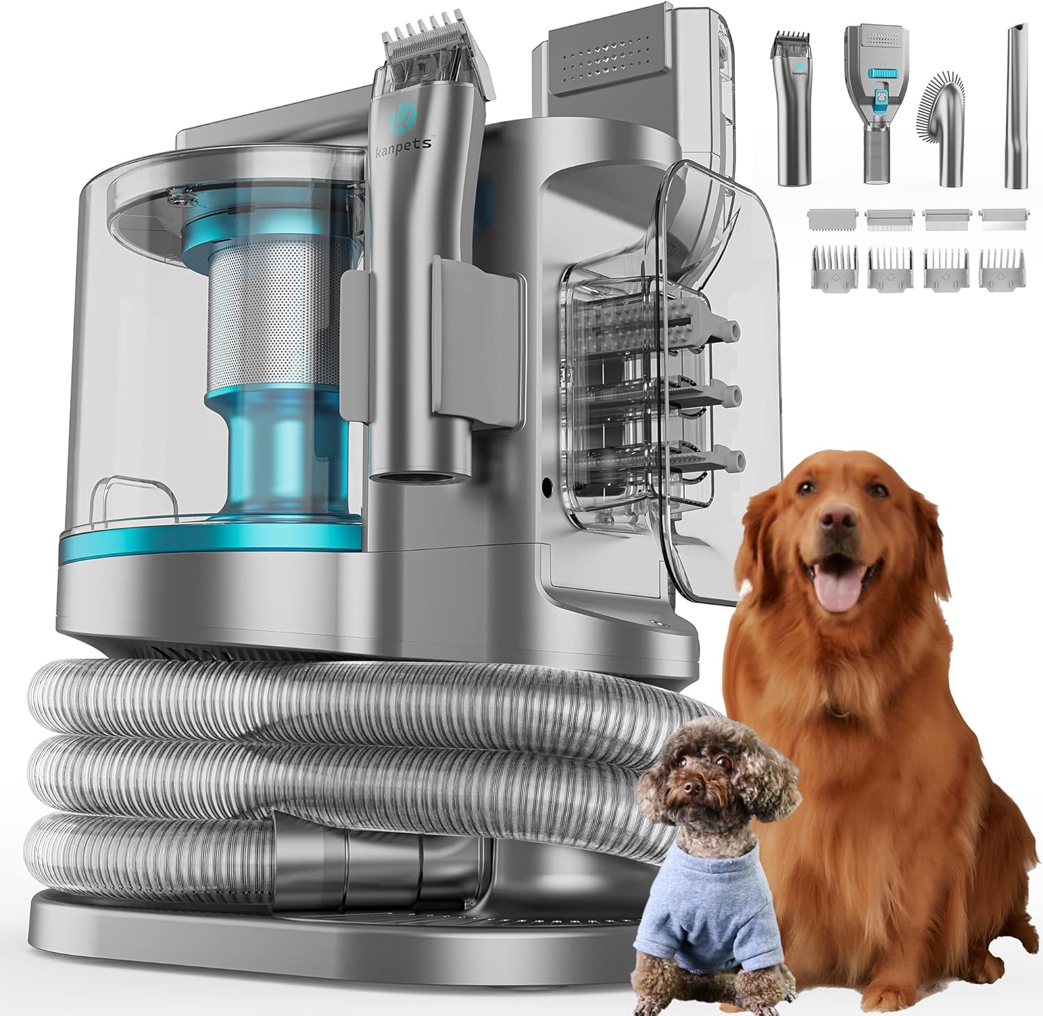 Amazon.com: KANPETS Dog Vacuum for Shedding Grooming with Max 3.4L Dust ...