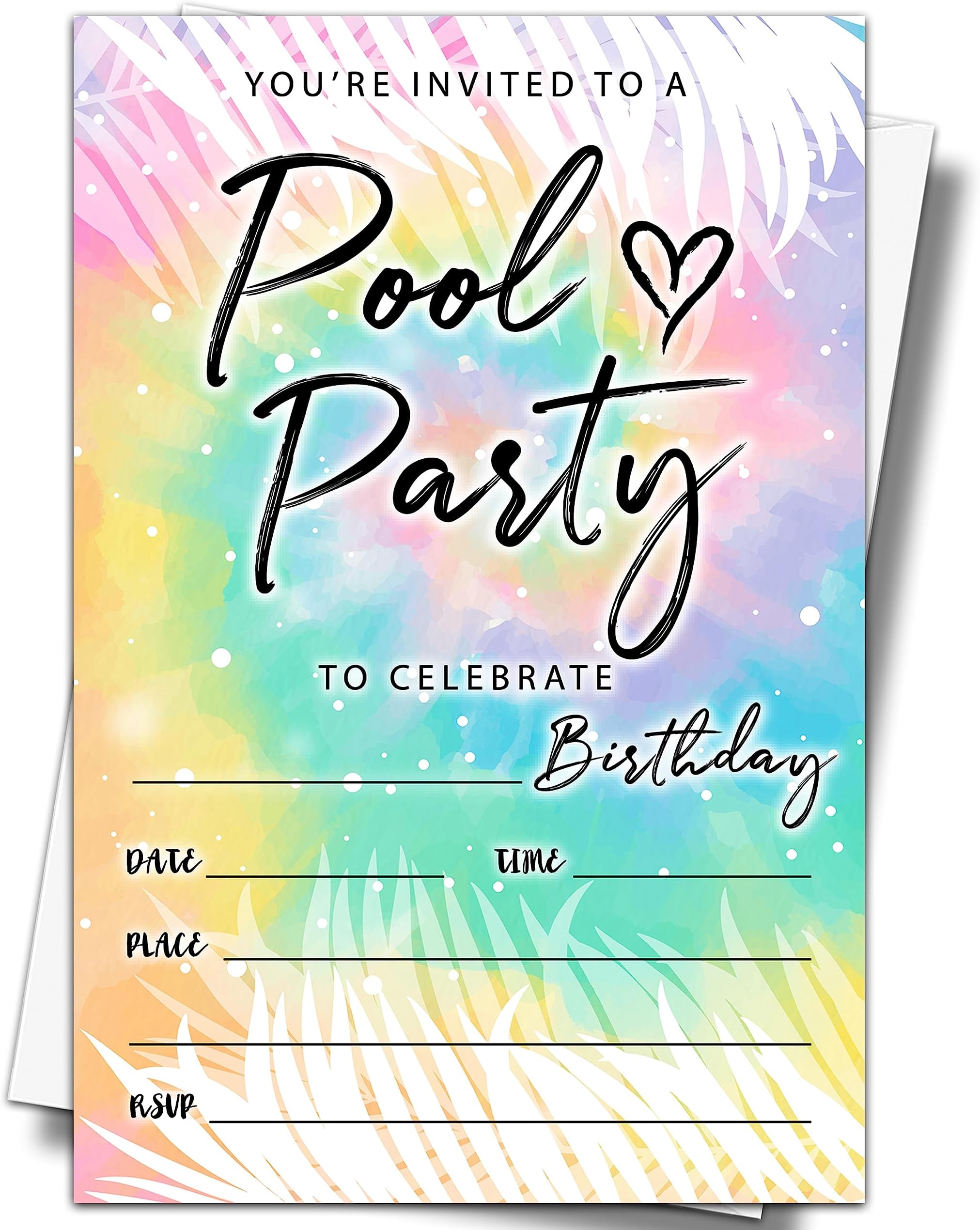 Amazon.com : YSTEP Pool Party Birthday Invitations, 20 Invite Cards ...