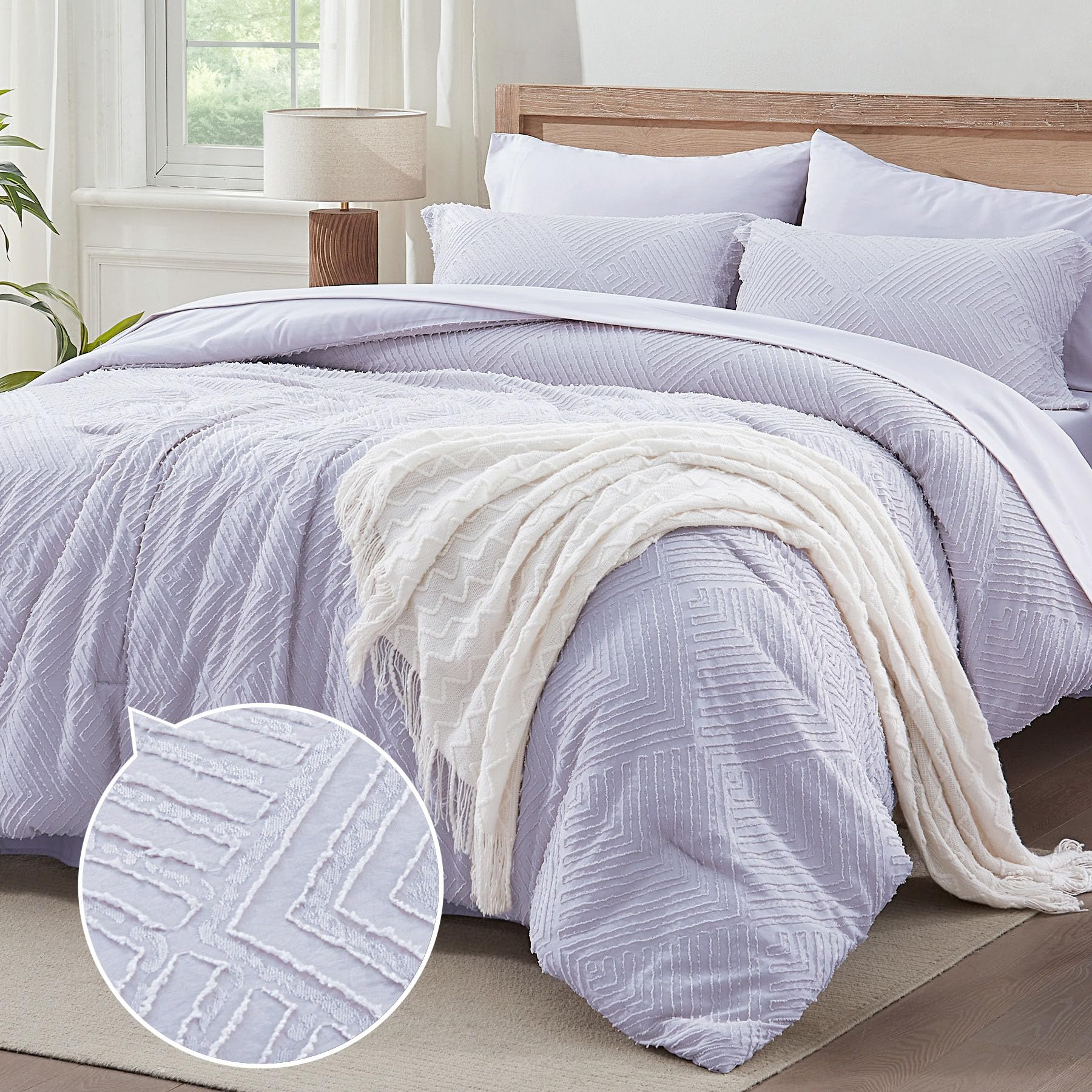 Amazon.com: ChiXpace Lavender Cal King Size Comforter Set 7 Pieces ...