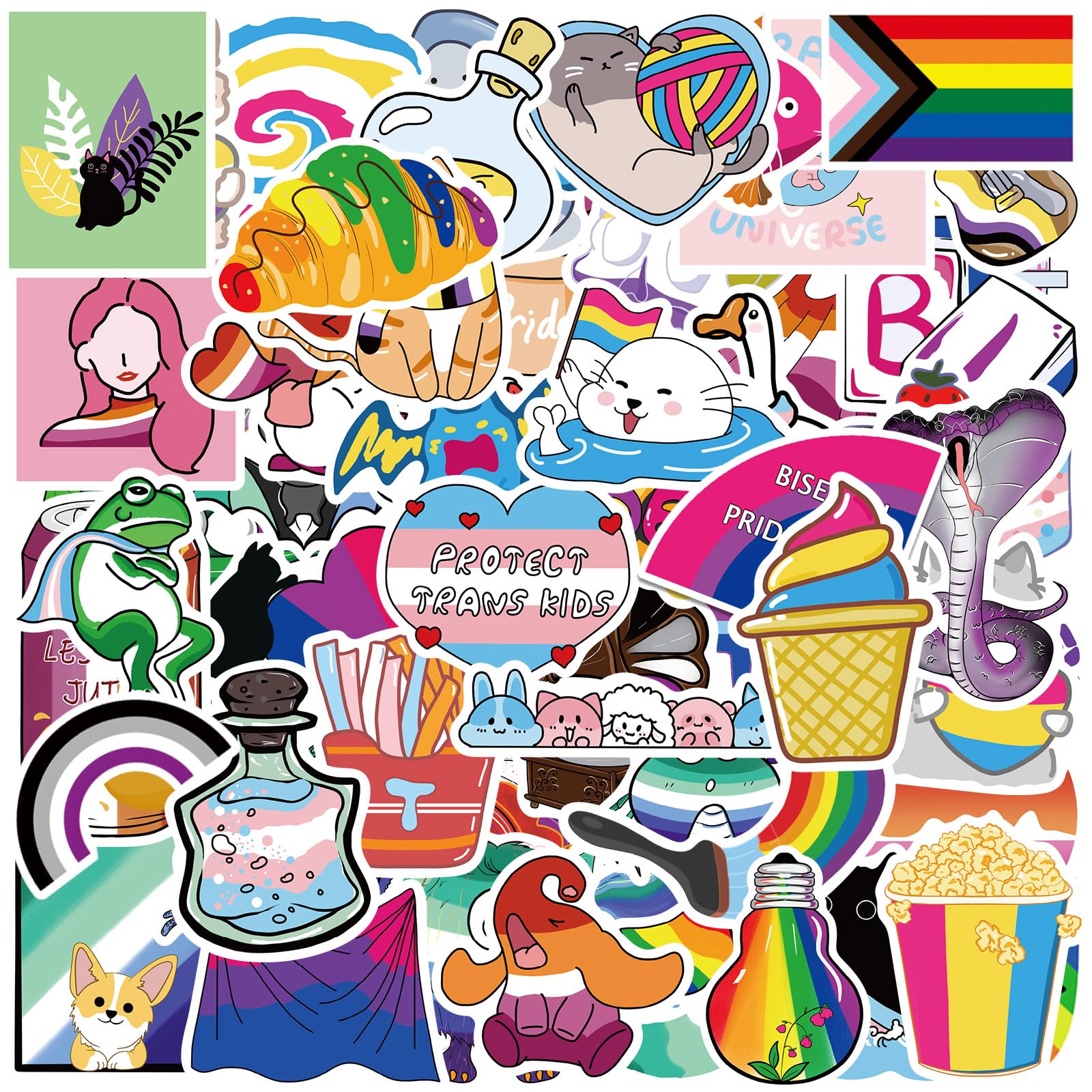 MEPLUM Pride Stickers, 200 PCS LGBTQ+ stickers, Gay Stickers Bulk for ...