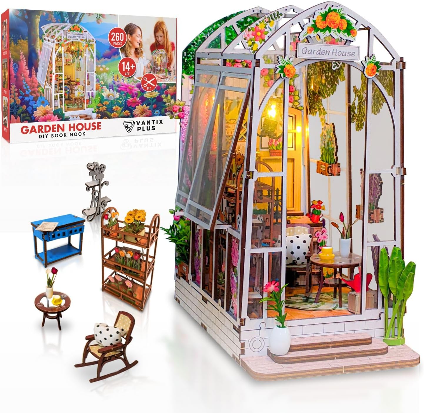 Amazon.com: Book Nook Garden House - DIY Book Nook Kit with LED Lights ...