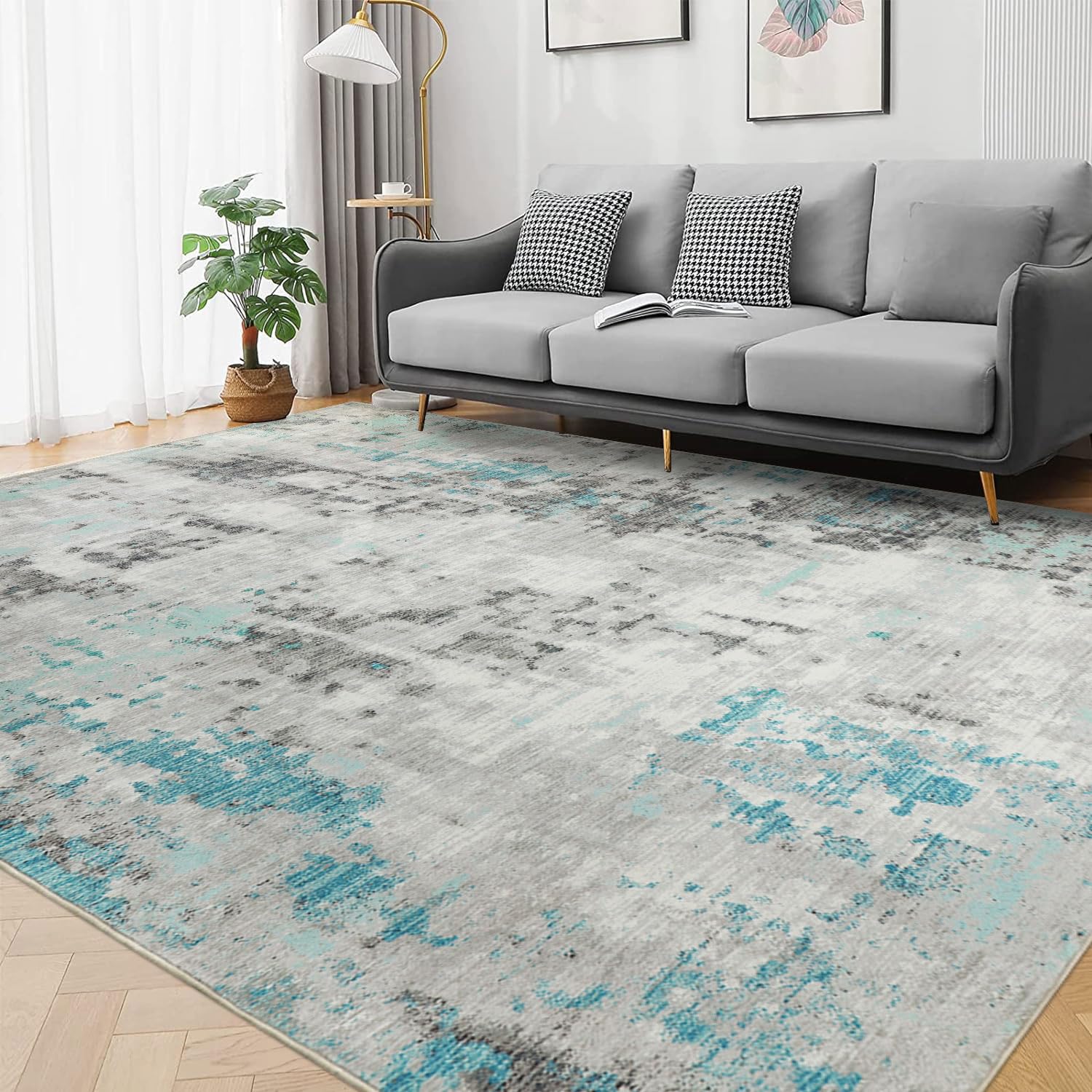 Amazon.com: famibay 5x8 Area Rug Washable Neutral Rugs for Living Room ...