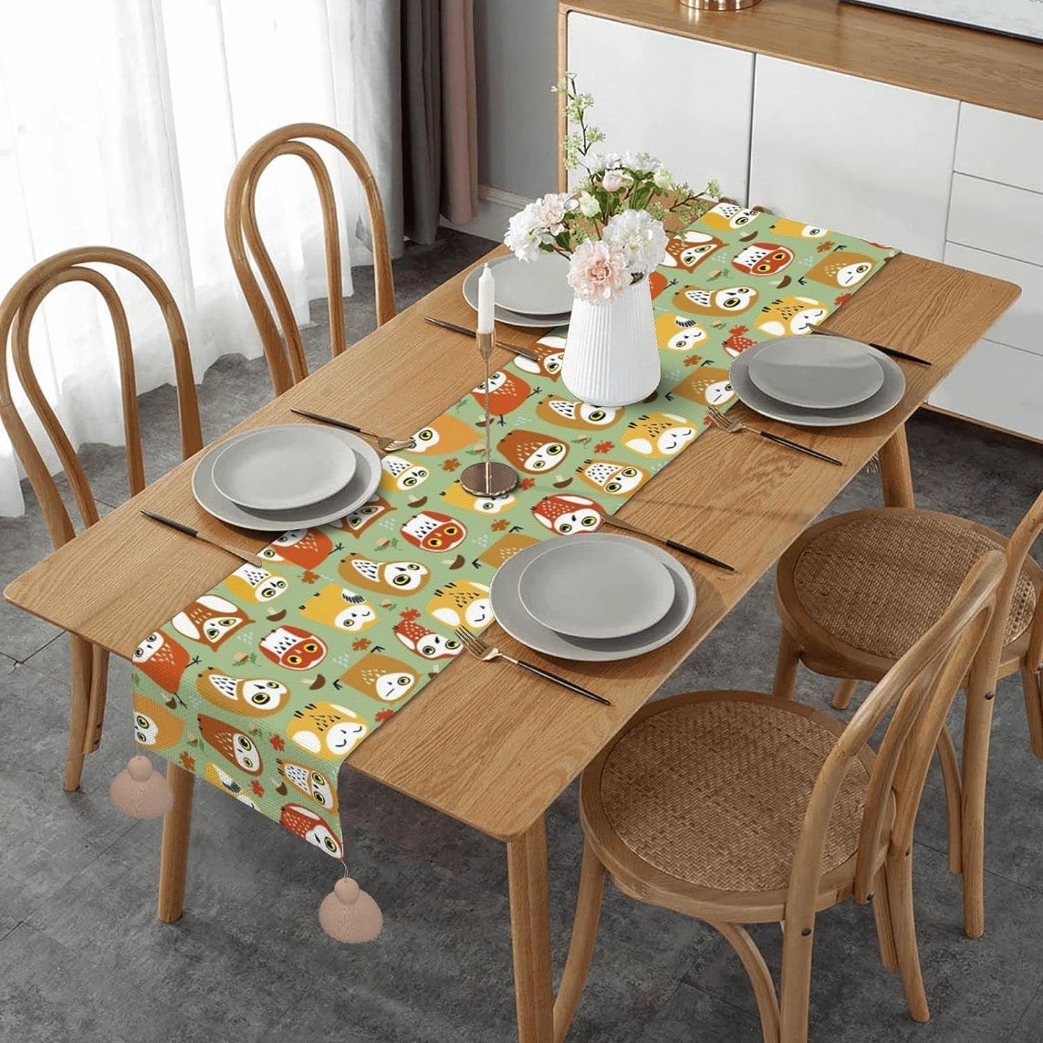 Amazon.com: Table Runner 14*60 Inches Cute Chipmunk and Mushroom ...