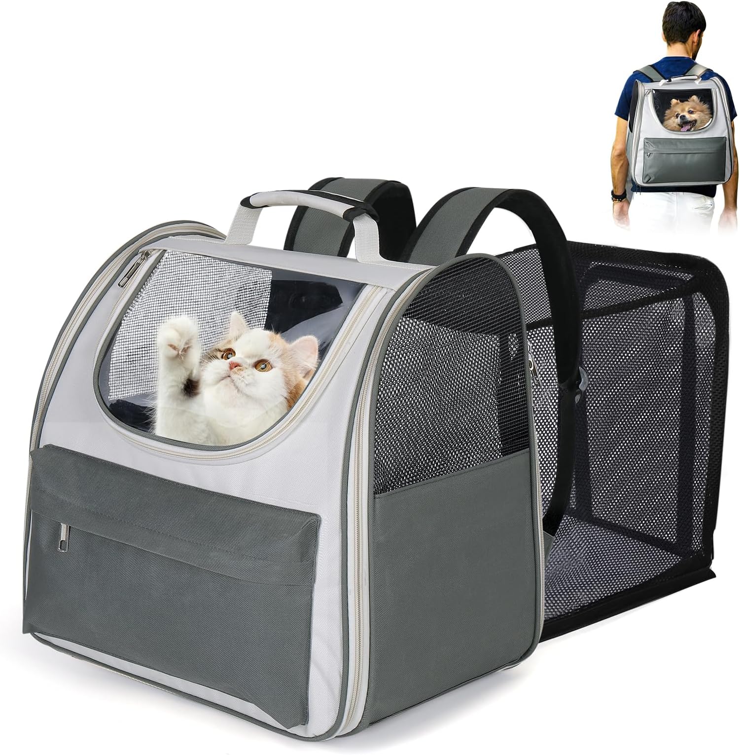 Amazon.com : Large Cat Backpack Carrier, Expandable Roomy Pet Carrier ...