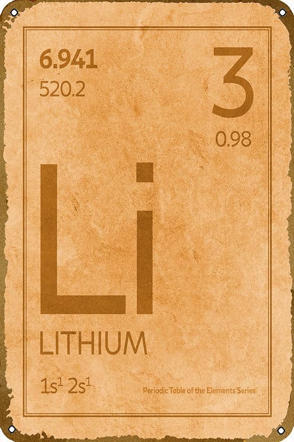 Amazon.com: Lithium Element Chart poster Retro tin Sign Wall Art Decor ...