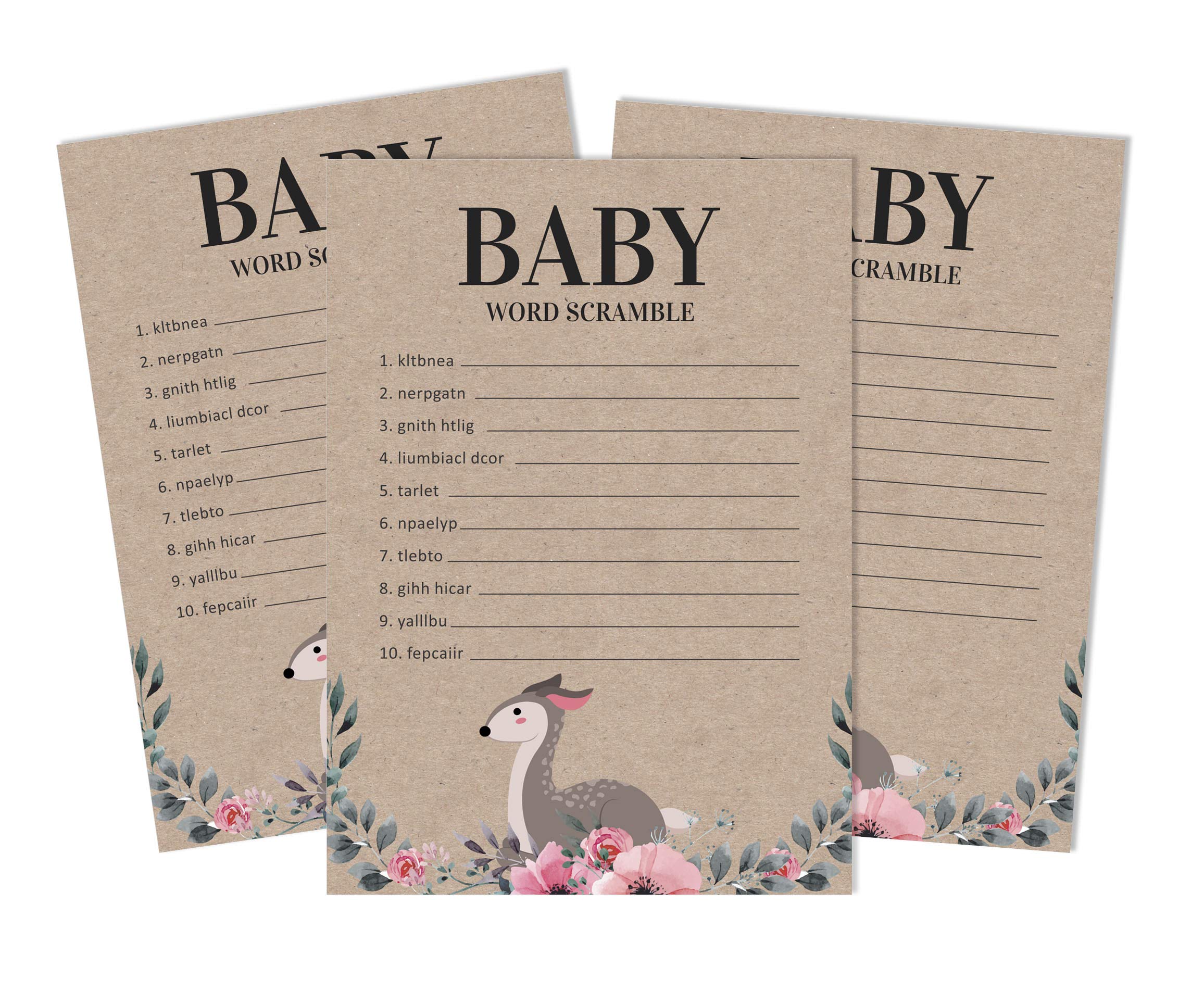 Buy Inkdotpot Set Of 50 Baby Shower Word Scramble Game Cards Gender ...