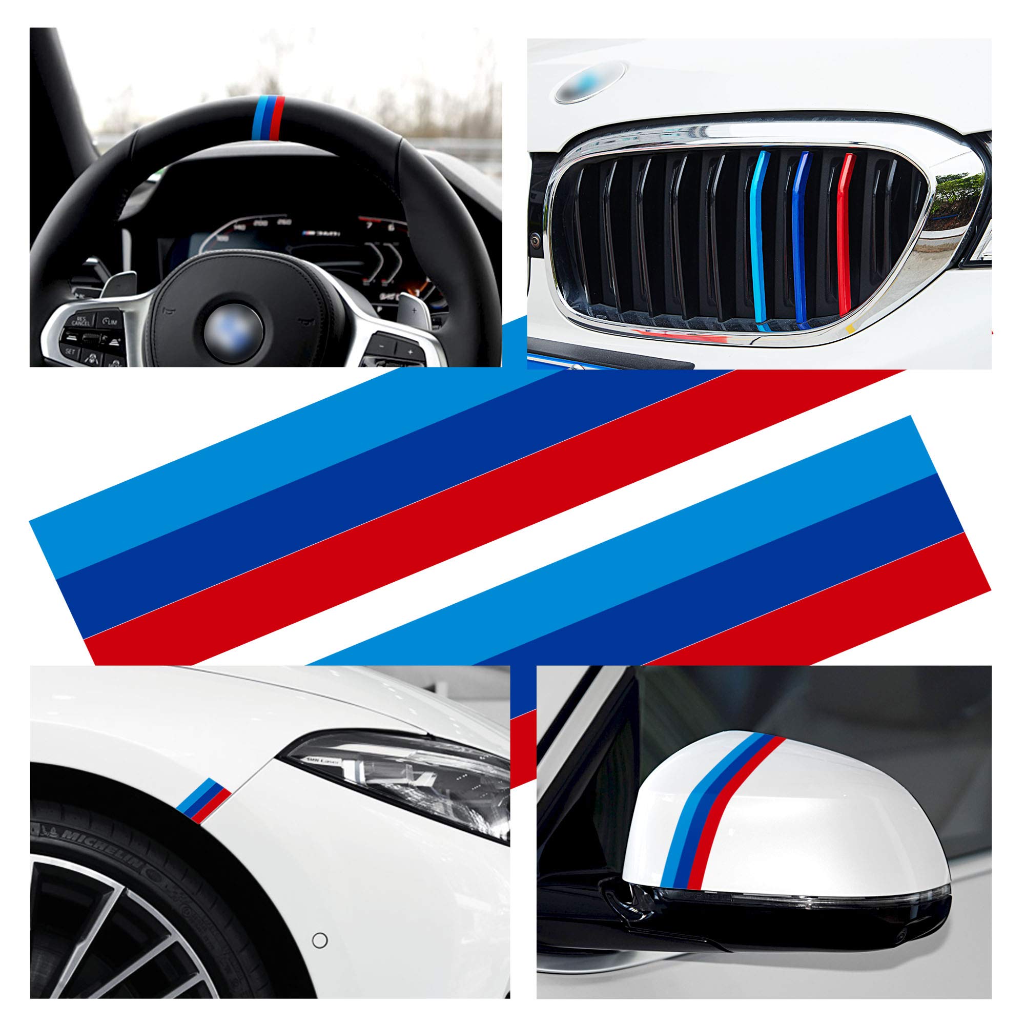 TOMALL 2Pcs 25cm M-Colored Stripe Stickers for Car 3-Color Sporting ...
