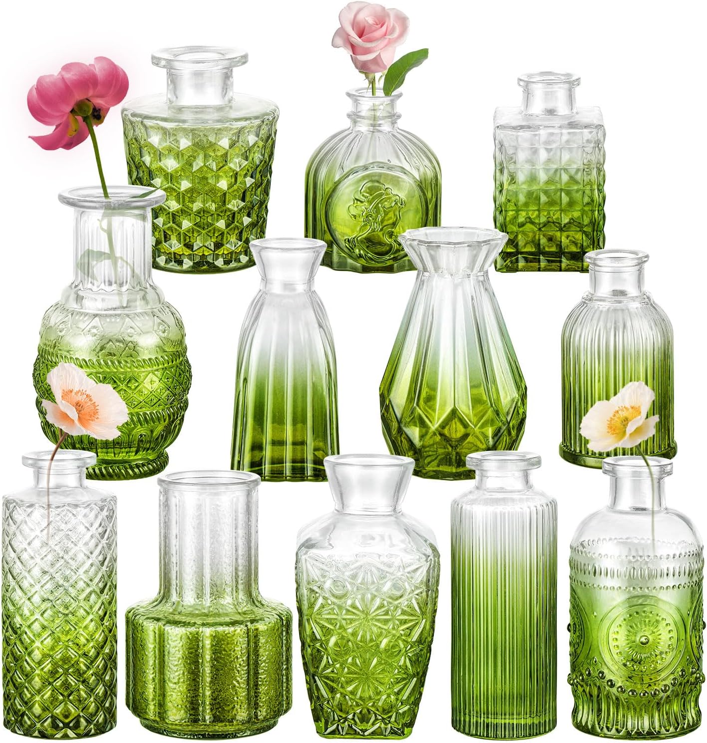 Amazon.com: Amber Glass Bud Vases Set 30,Vases in Bulk,Small Vases Bulk ...