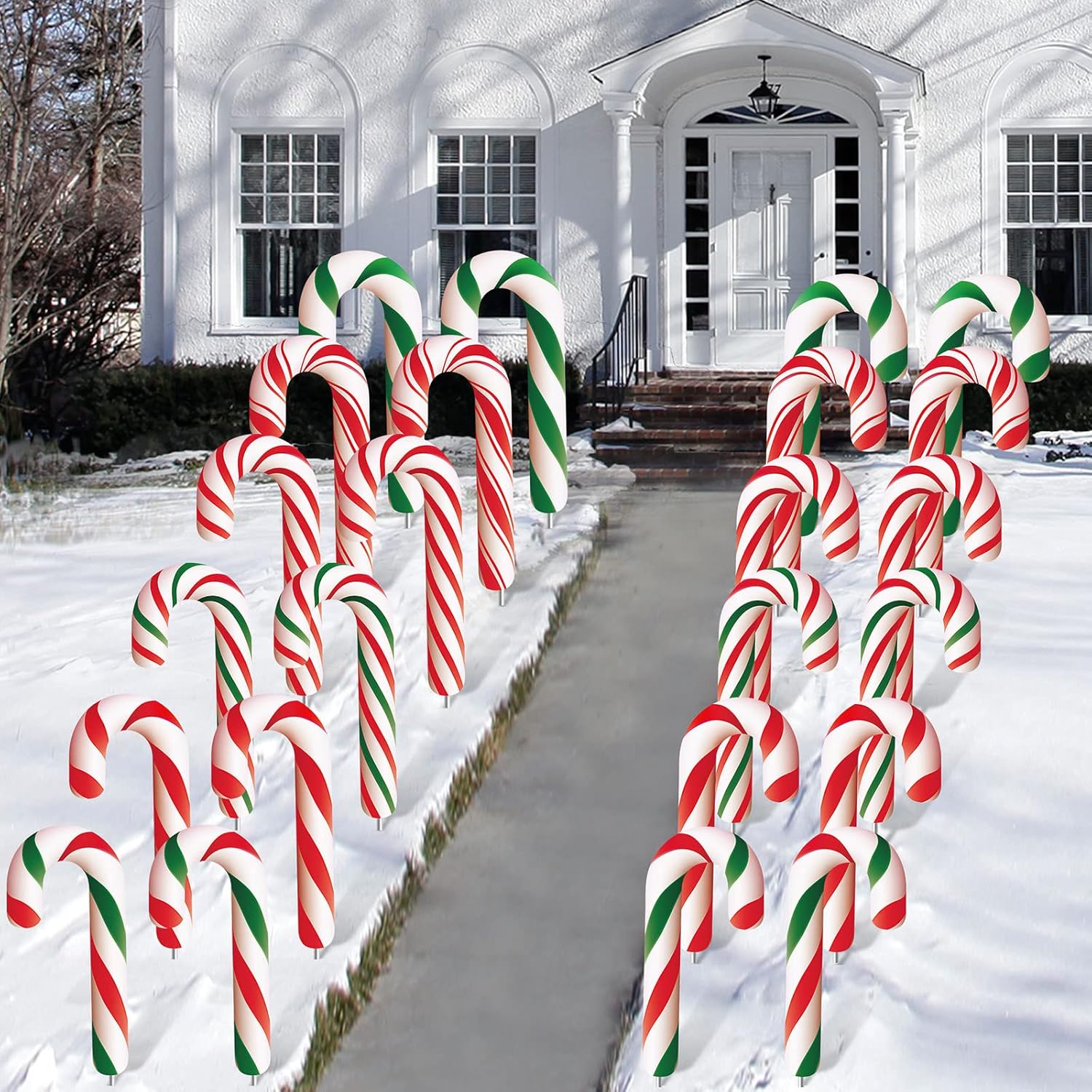 Amazon.com : 24 Pieces Christmas Candy Cane Outdoor Lawn Yard Sign ...