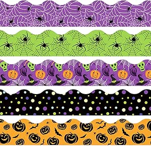 Amazon.com: Whaline 69Ft Halloween Bulletin Board Borders 60Pcs Spider ...