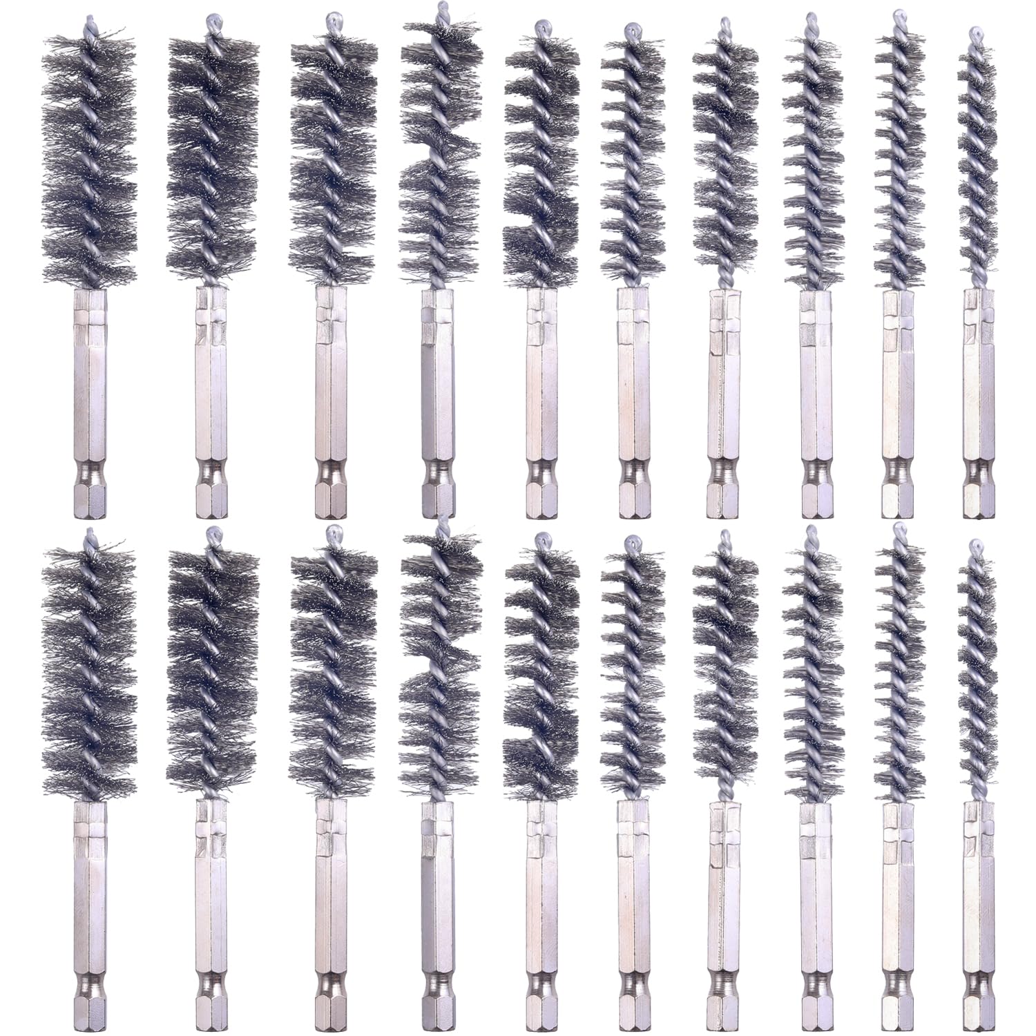 AOKLIT 20 Pieces Wire Brush Drill Bore Cleaning Brush Set with 1/4 Inch ...