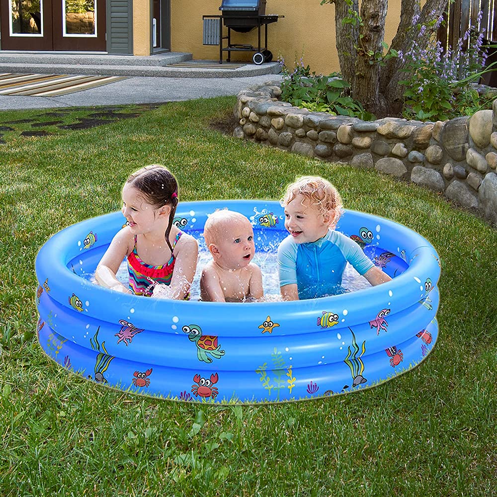 Paddling Pools for Kids, Inflatable Baby Swimming Pool, 3 Ring Paddling ...
