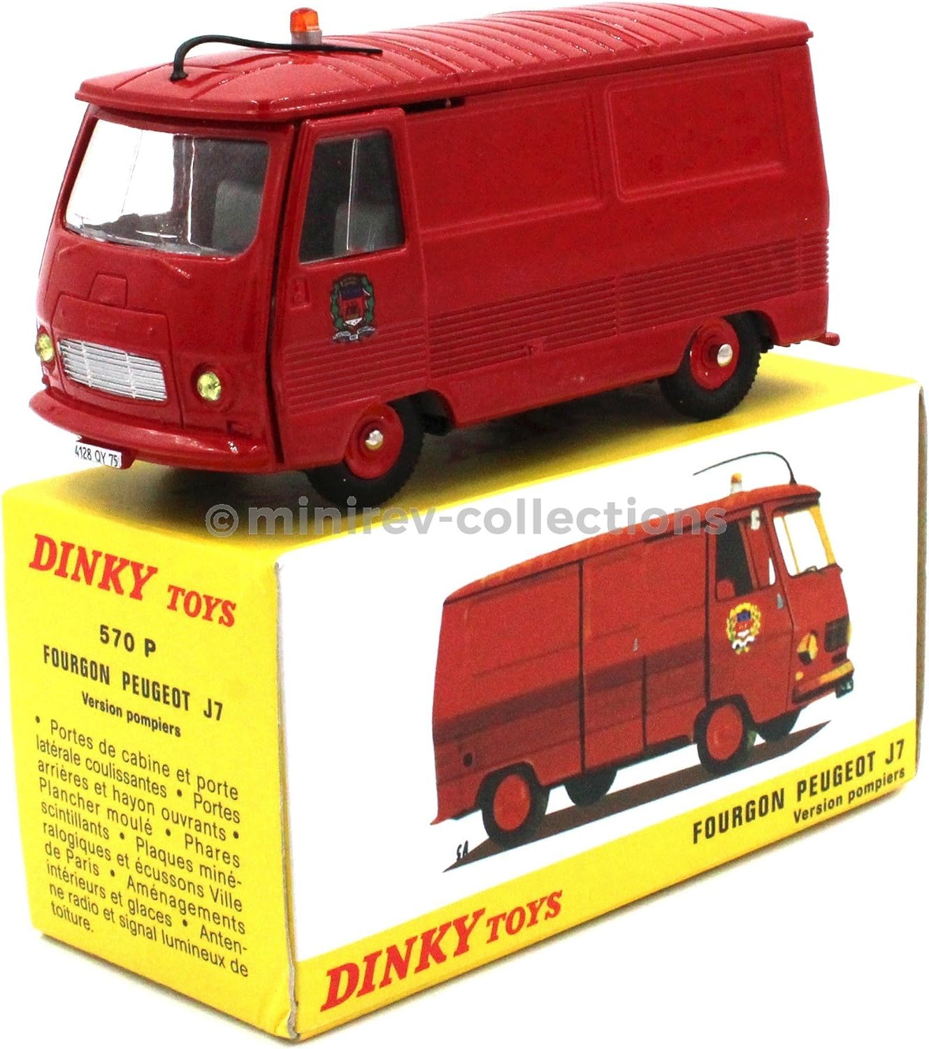Dinky Toys Atlas 570P Peugeot J7 van / wagon Firefighters 1/43 : Amazon ...