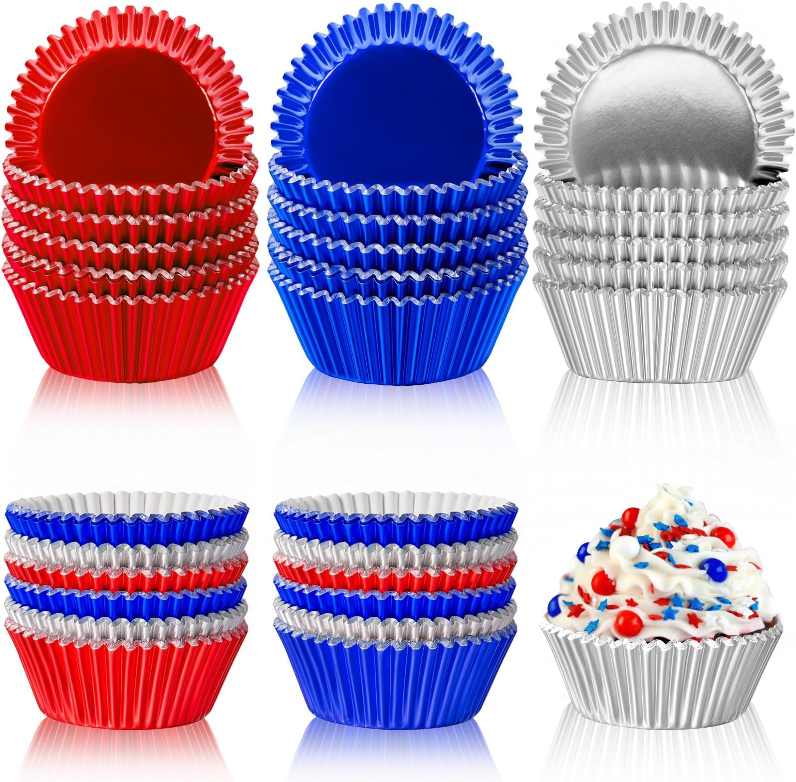 Amazon.com: 500 Pieces Patriotic Cupcake Liners Muffin Cups Paper 3 ...