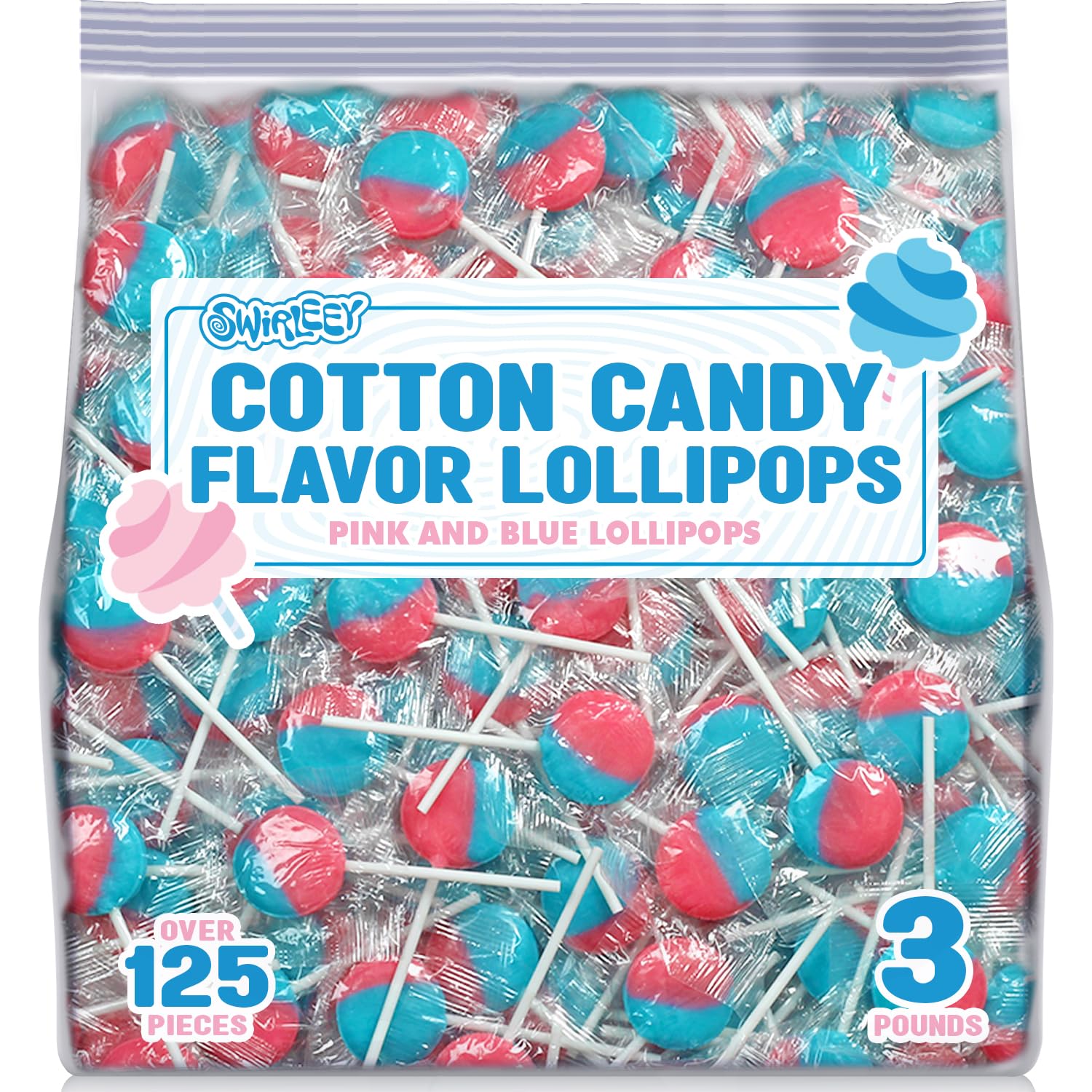 Amazon.com : Cotton Candy Flavor Lollipops - 3 Pounds - Christmas ...