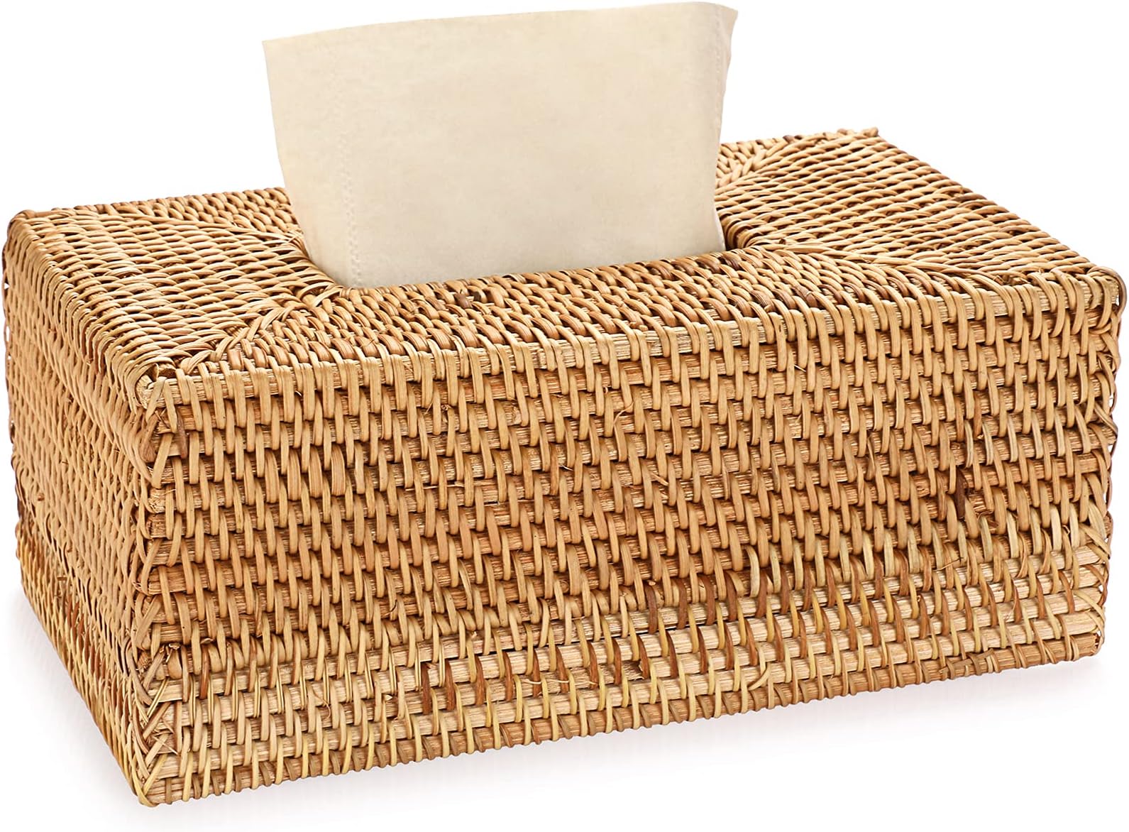 Amazon.com: Juvale Rectangular Bamboo Cane Tissue Box Cover, Refillable ...