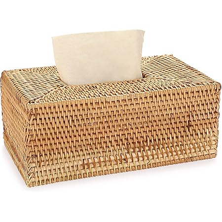 Amazon.com: Sumnacon Rattan Rectangular Tissue Box Cover - Decorative ...