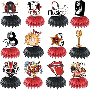 Amazon.com: 12PCS Rock and Roll Honeycomb Centerpieces Music Party ...