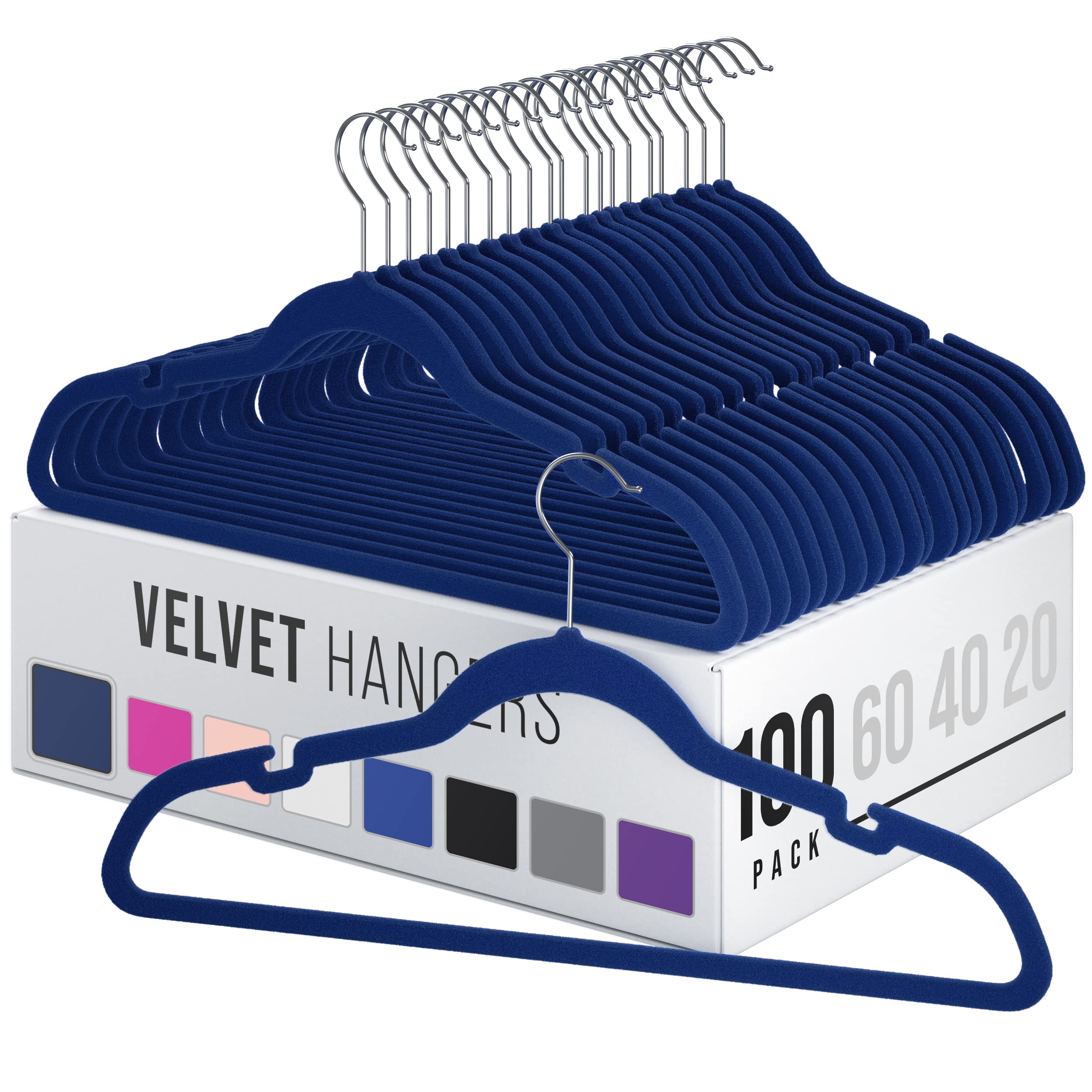 Velvet Clothes Hangers (10, 20, 40, 60, 100 Packs) Heavy Duty Durable ...