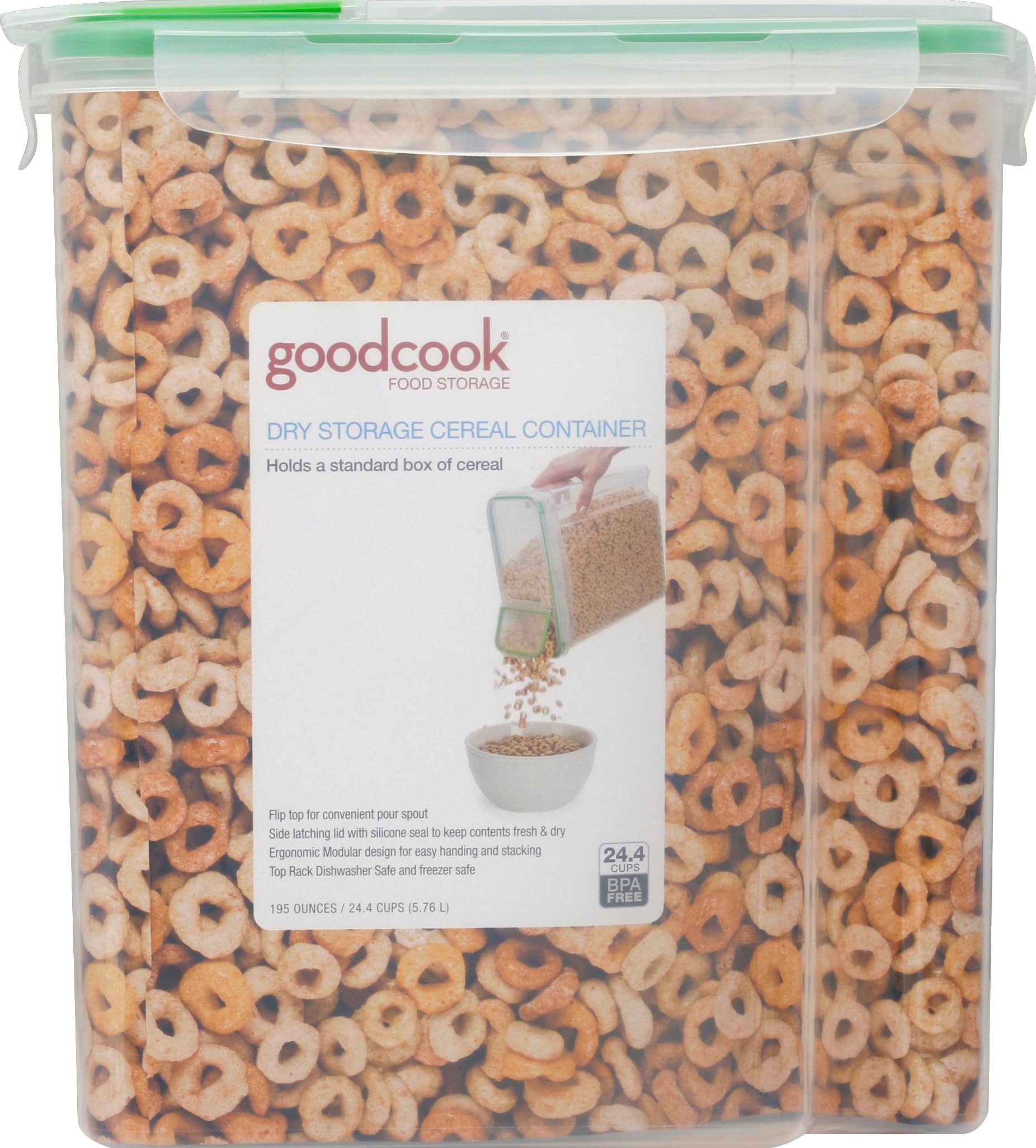 Amazon.com: Good Cook Cereal Container - 24.4 Cups,Clear,1 Count (Pack ...