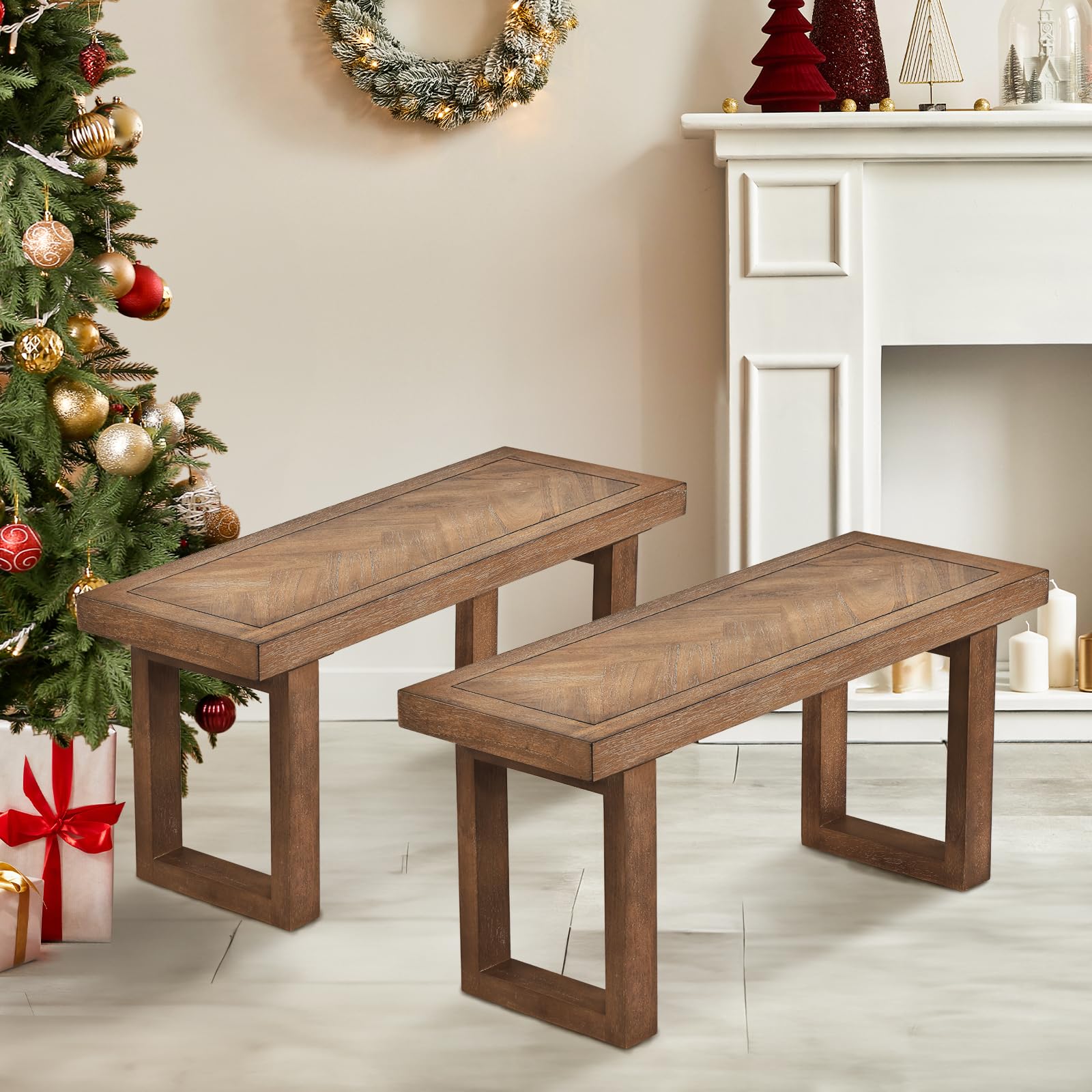 Amazon.com - COLAMY Dining Bench Pair of 2, Small Wood Bench for Dining ...