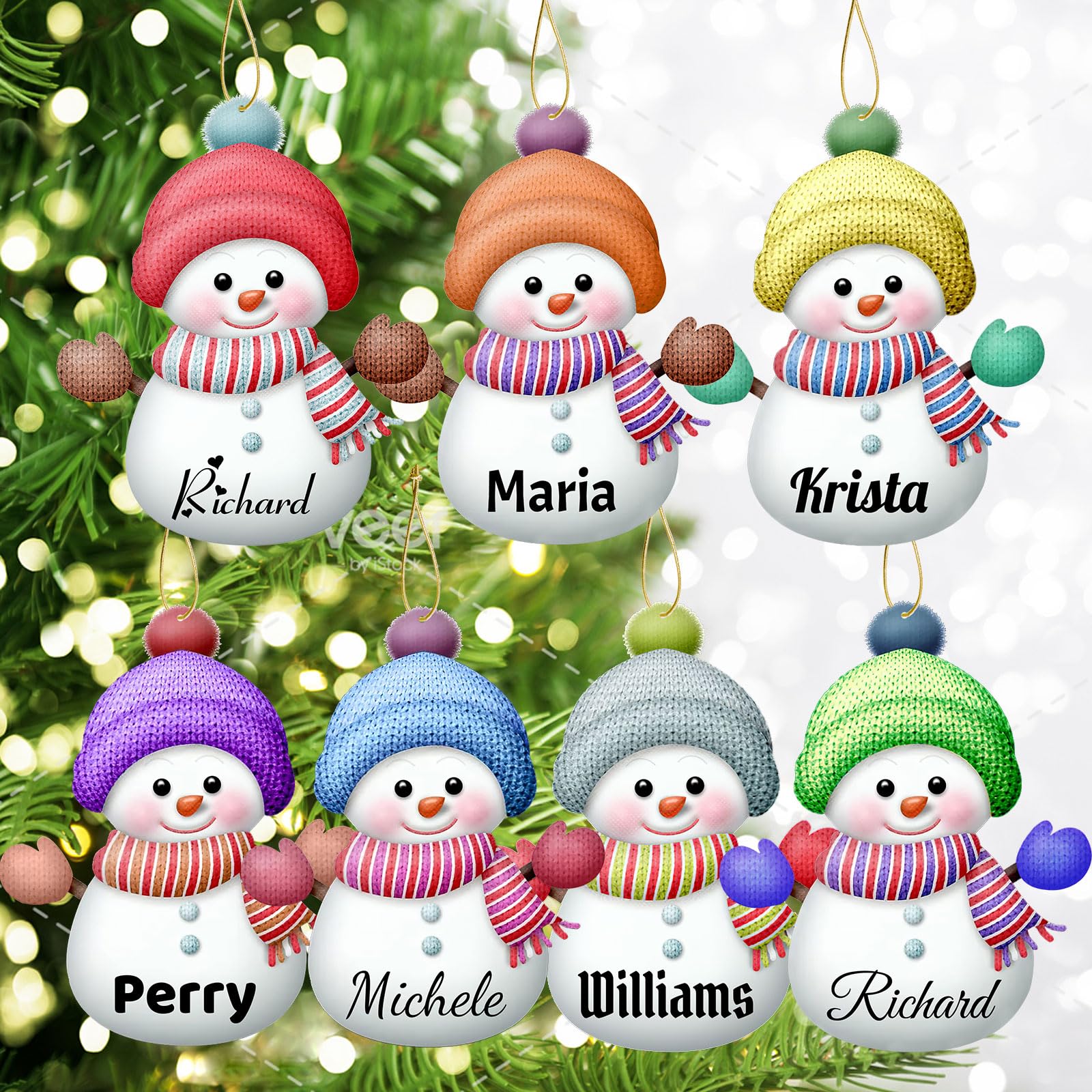 Amazon.com: Personalized Christmas Ornaments Snowmen Family 7pcs Custom ...