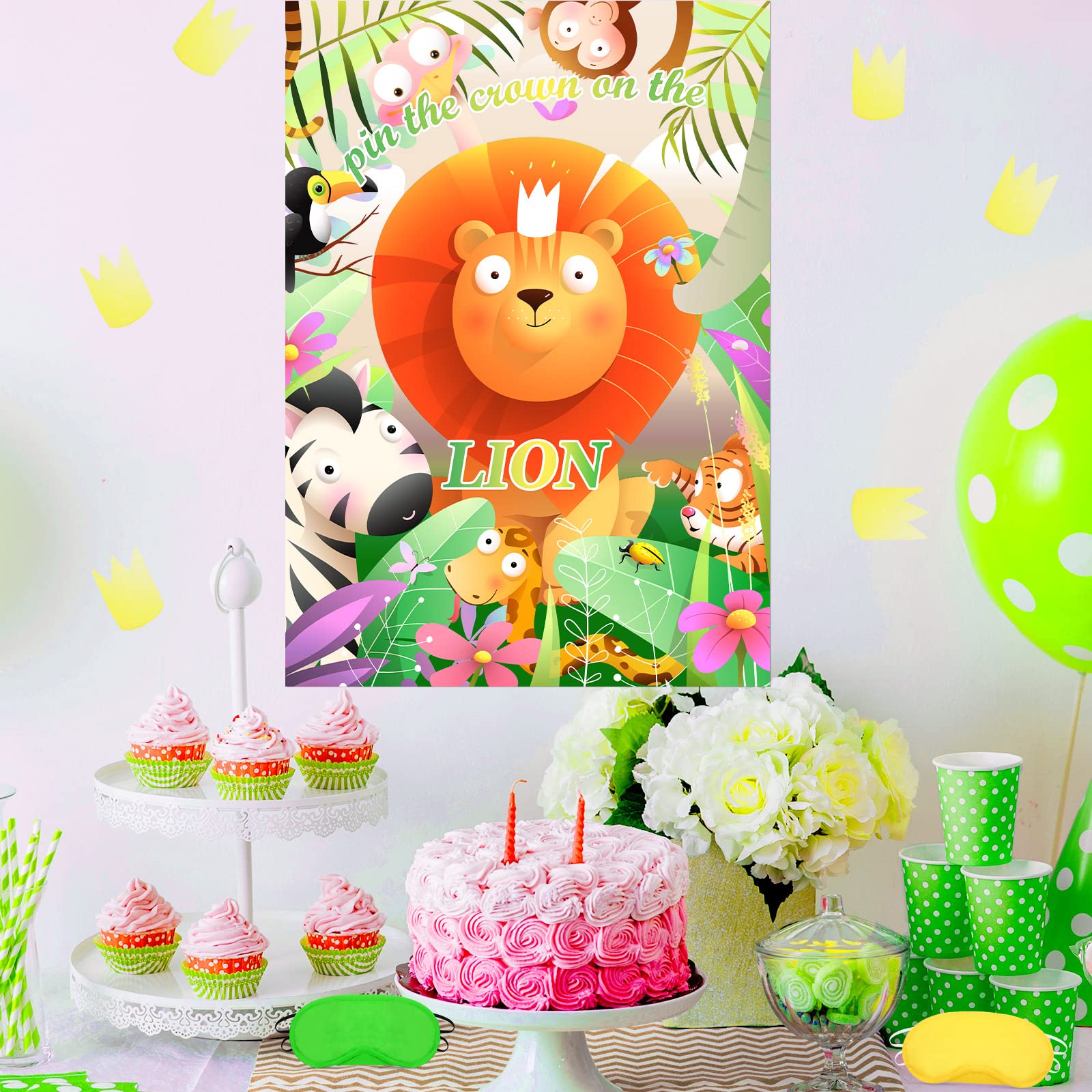 Safari Animal Birthday Party Game Jungle Theme Activities Pin The Crown ...