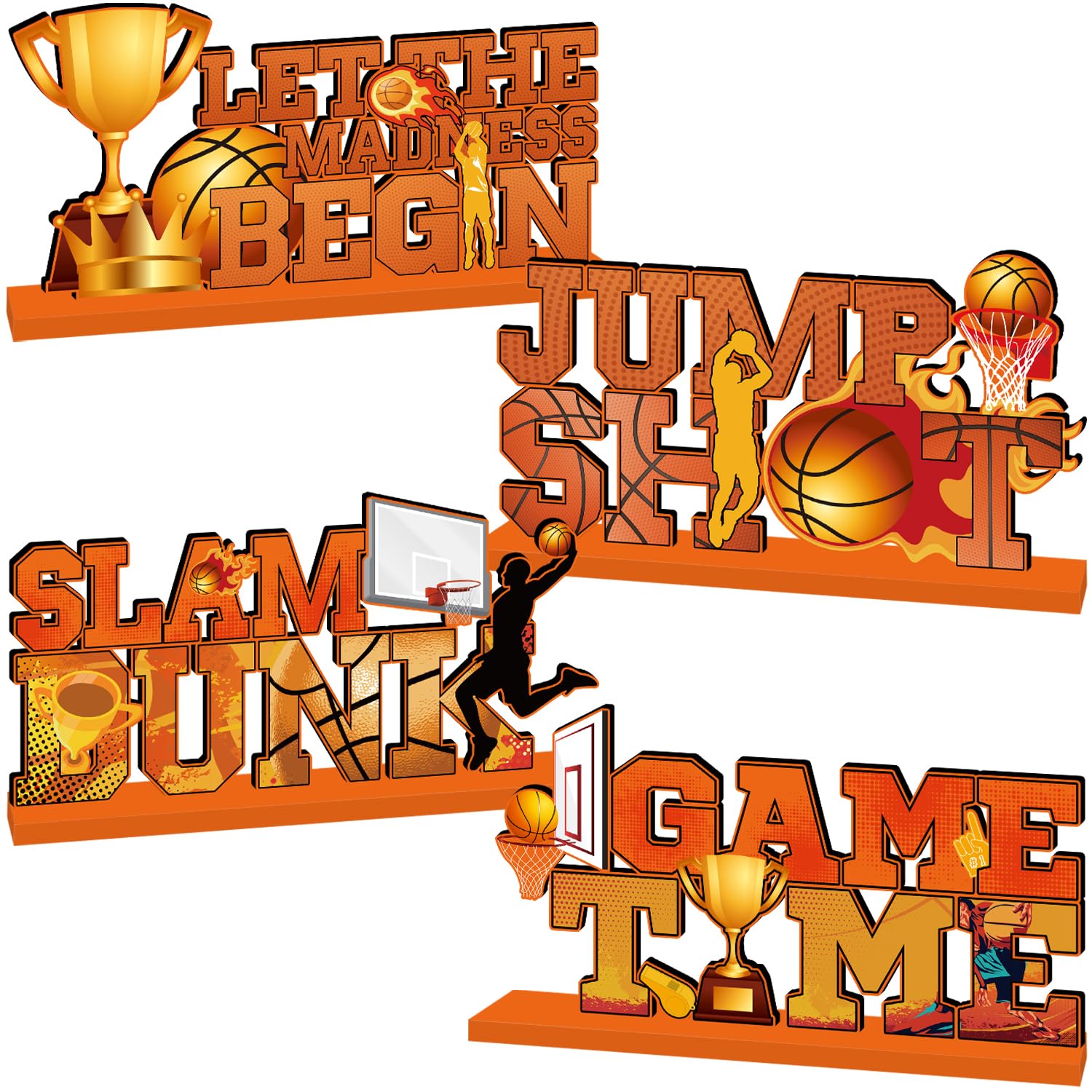 Amazon.com: March Basketball Party Decorations Table Centerpiece 4Pcs ...