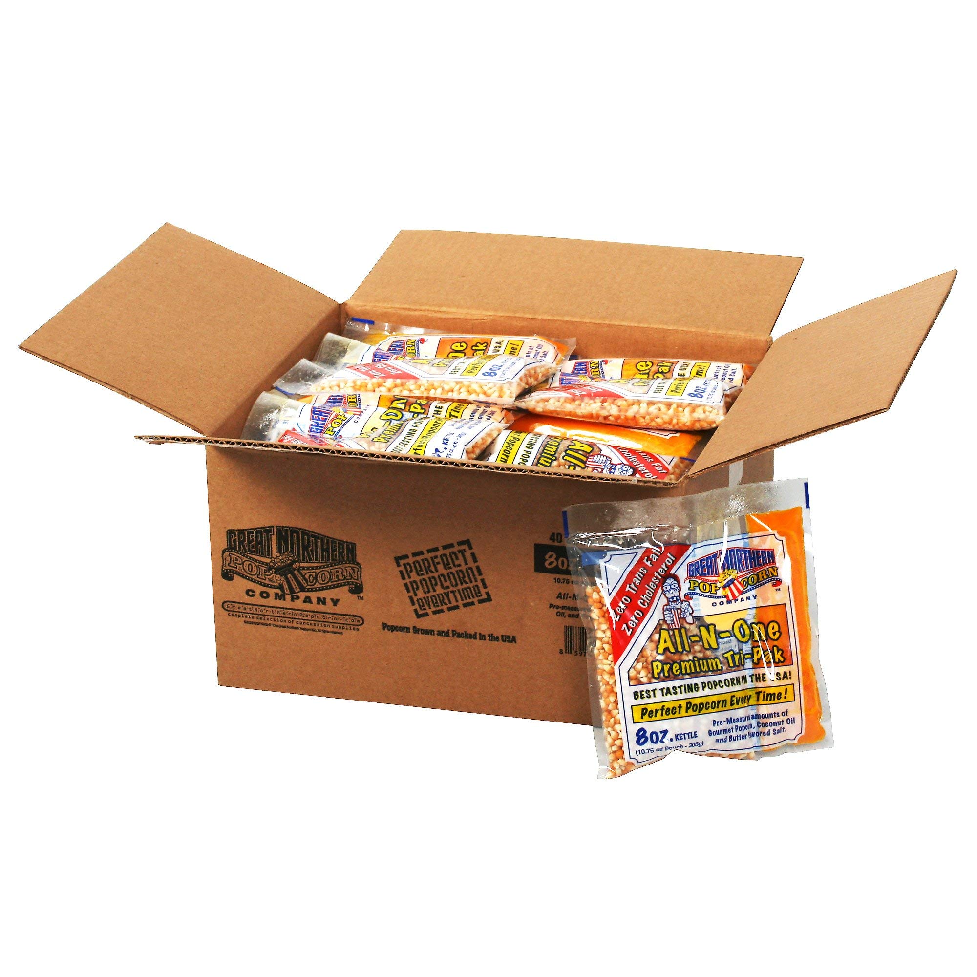 Amazon.com: Movie Theater Style 40-Count Popcorn Packs - Pre-Measured 8 ...